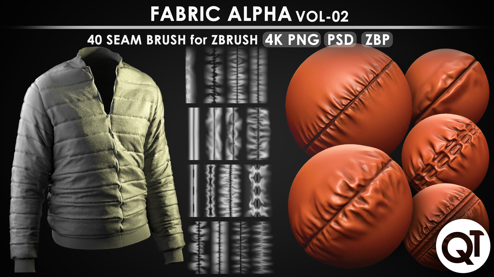 ArtStation - Fabric Alpha VOL02 - 40 Seam Brush for ZBrush