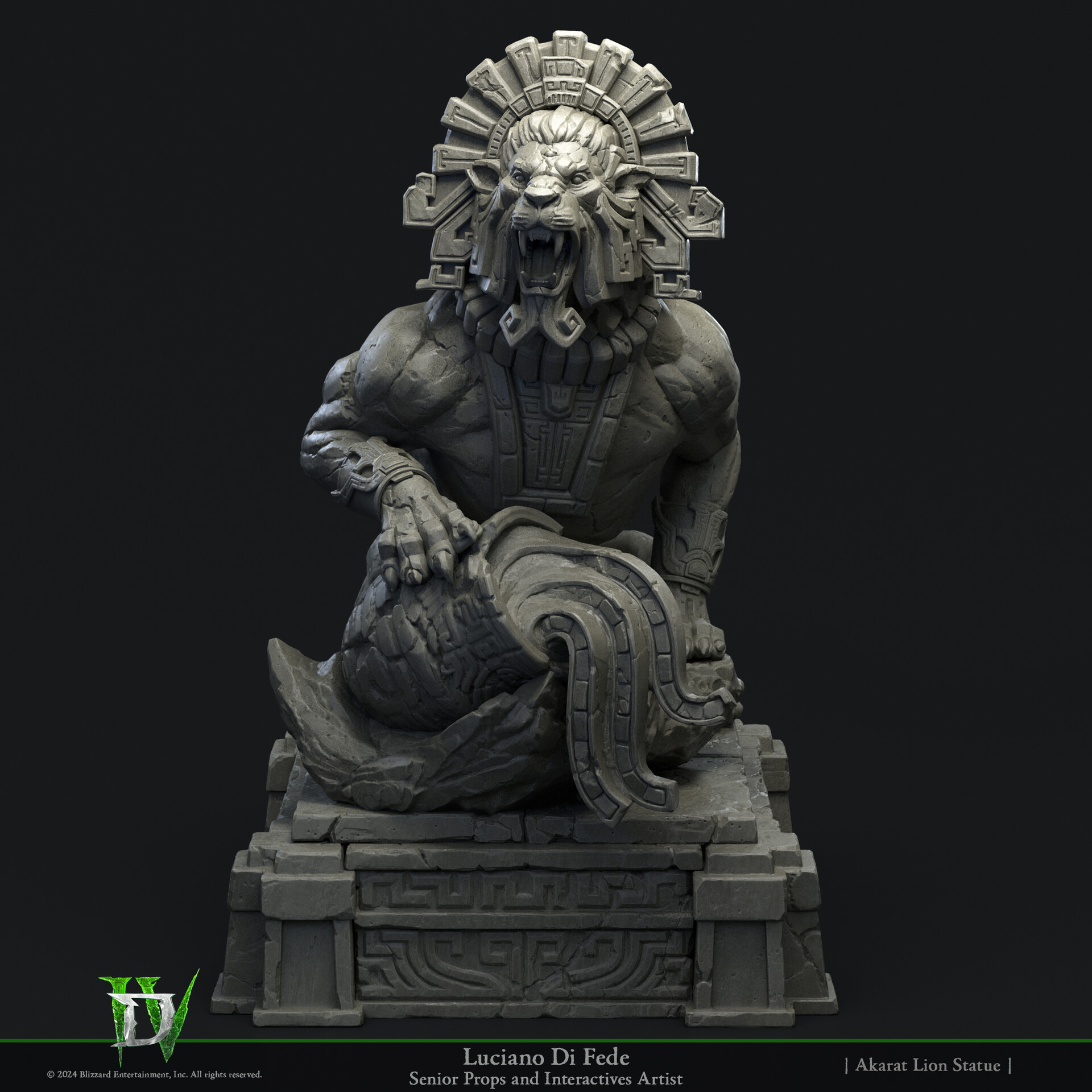 aztec lion statue