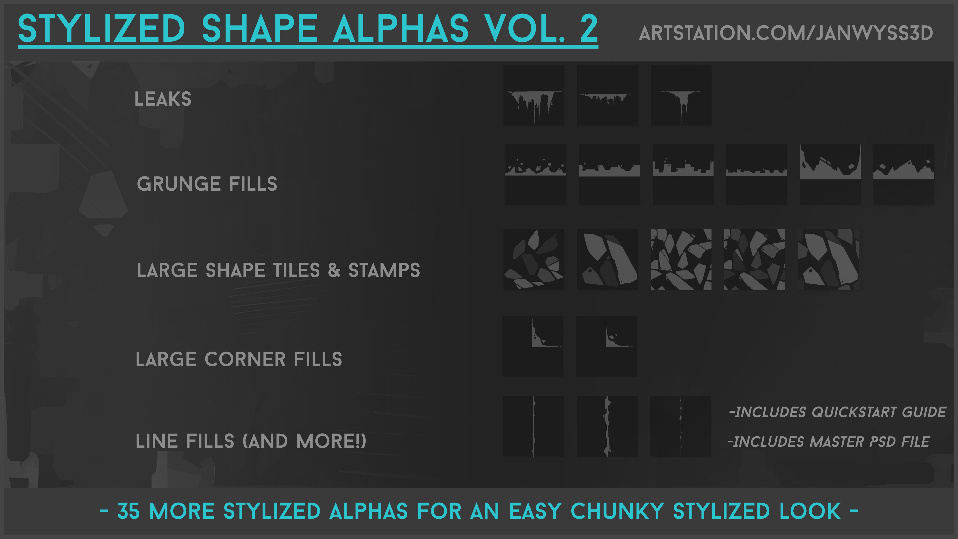 Jan Wyss 3D Artist - Stylized Chunky Shape Alphas - Volume 2