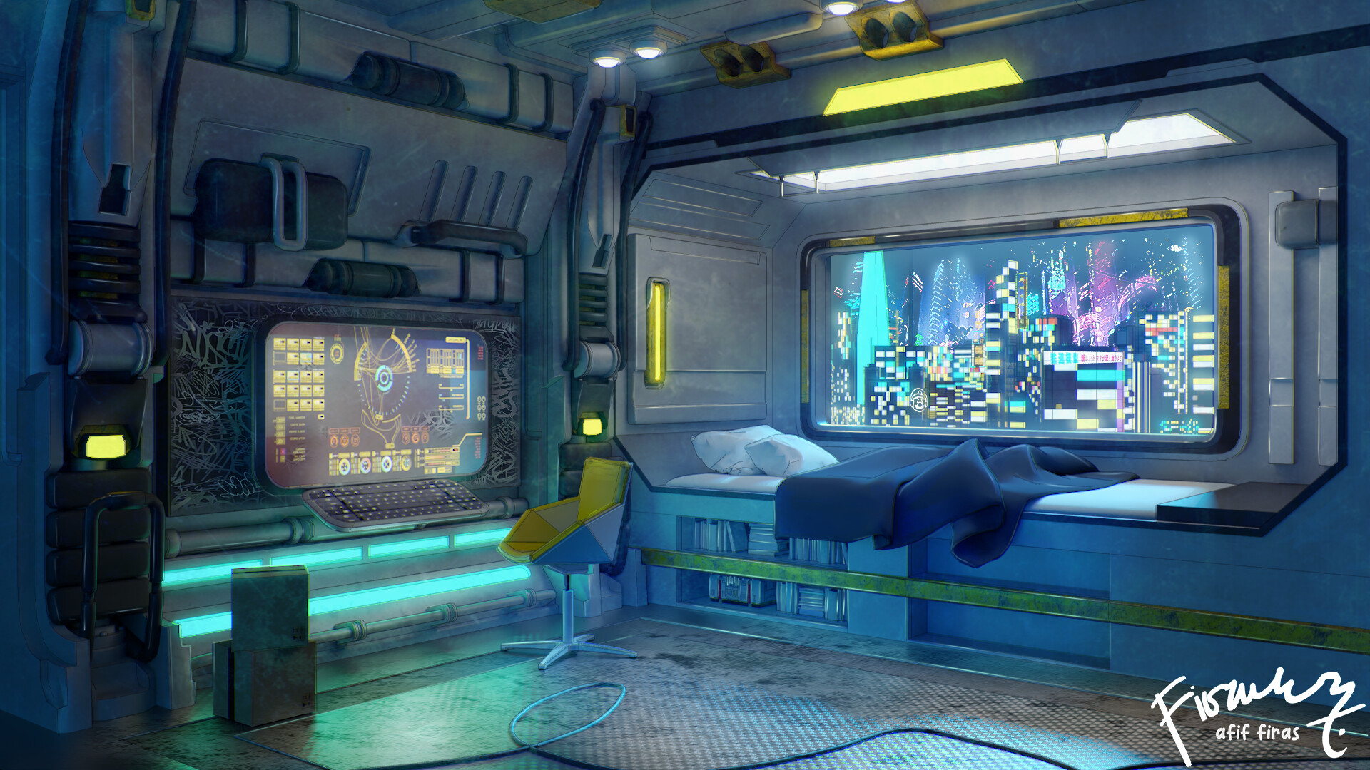 ArtStation - Cyberpunk Bedroom