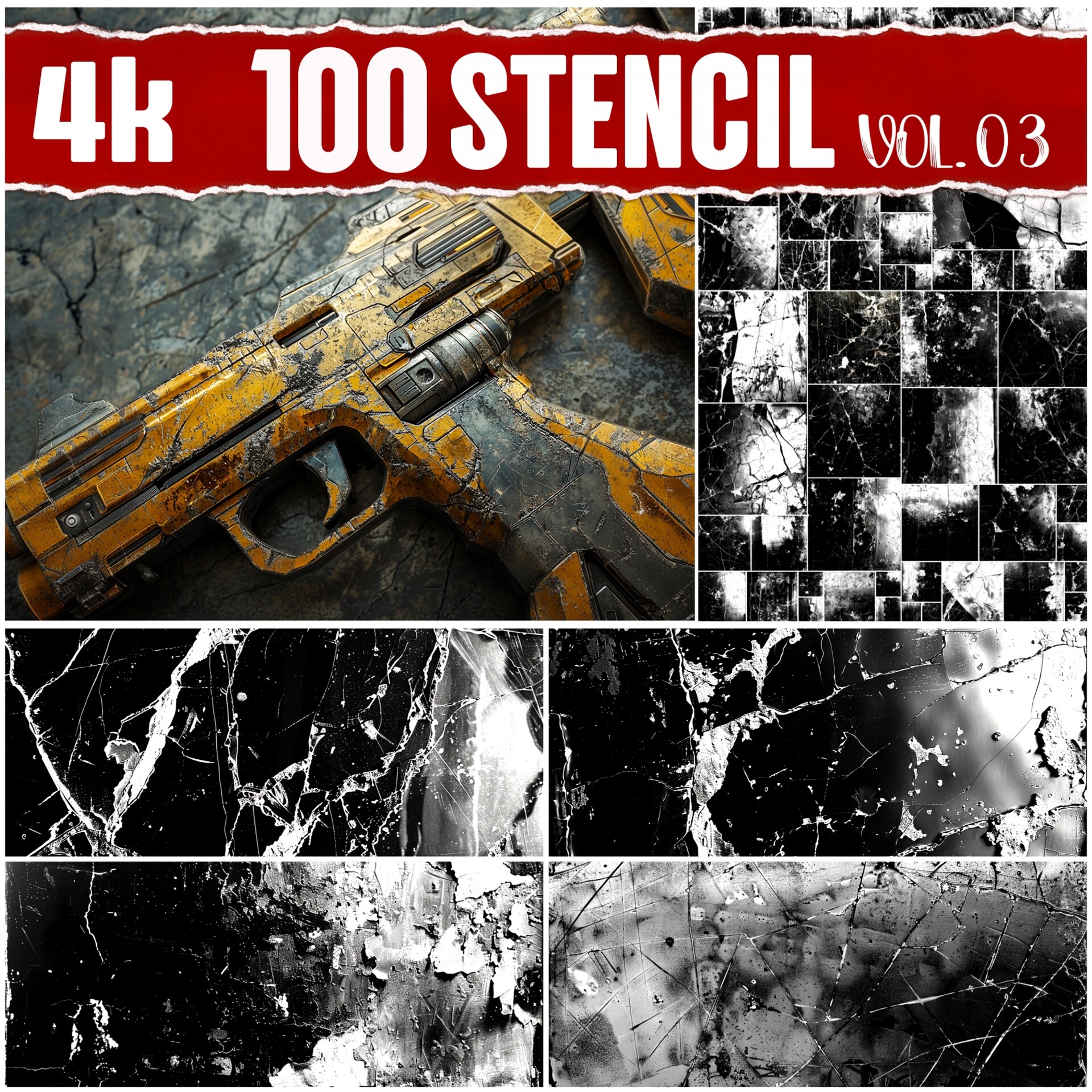 ArtStation - Stencil VOL.03 | 4k PNG Imperfection Maps