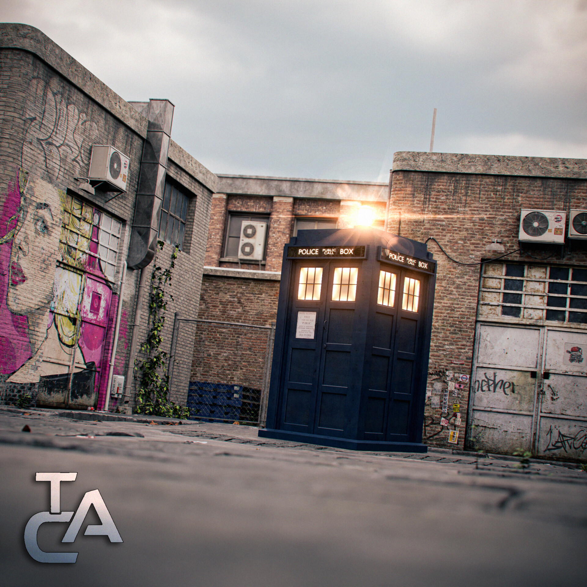 ArtStation - 2008 TARDIS Alleyway Shot Render