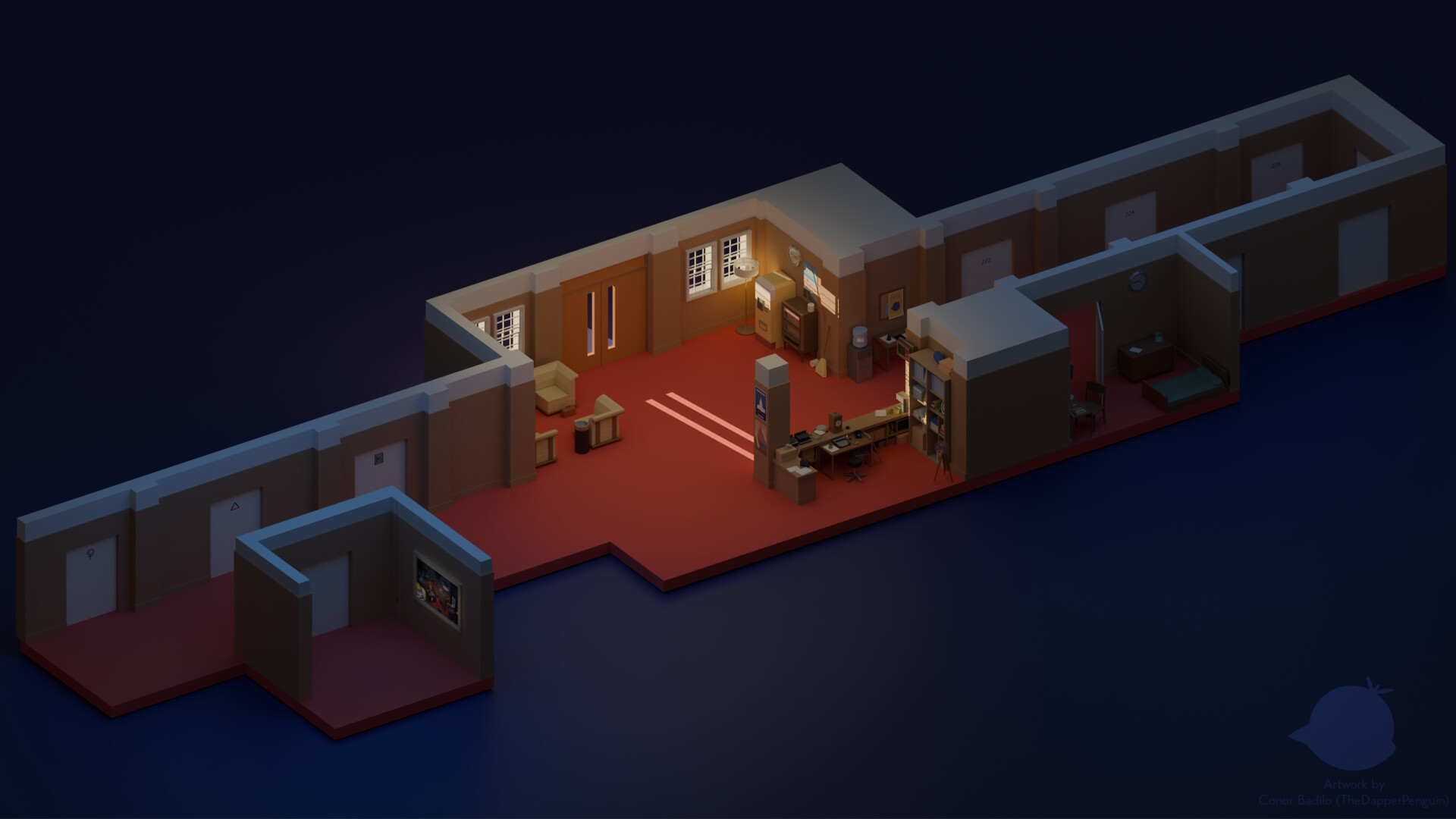 ArtStation - The Oceanview Motel - Isometric Control Fan Art