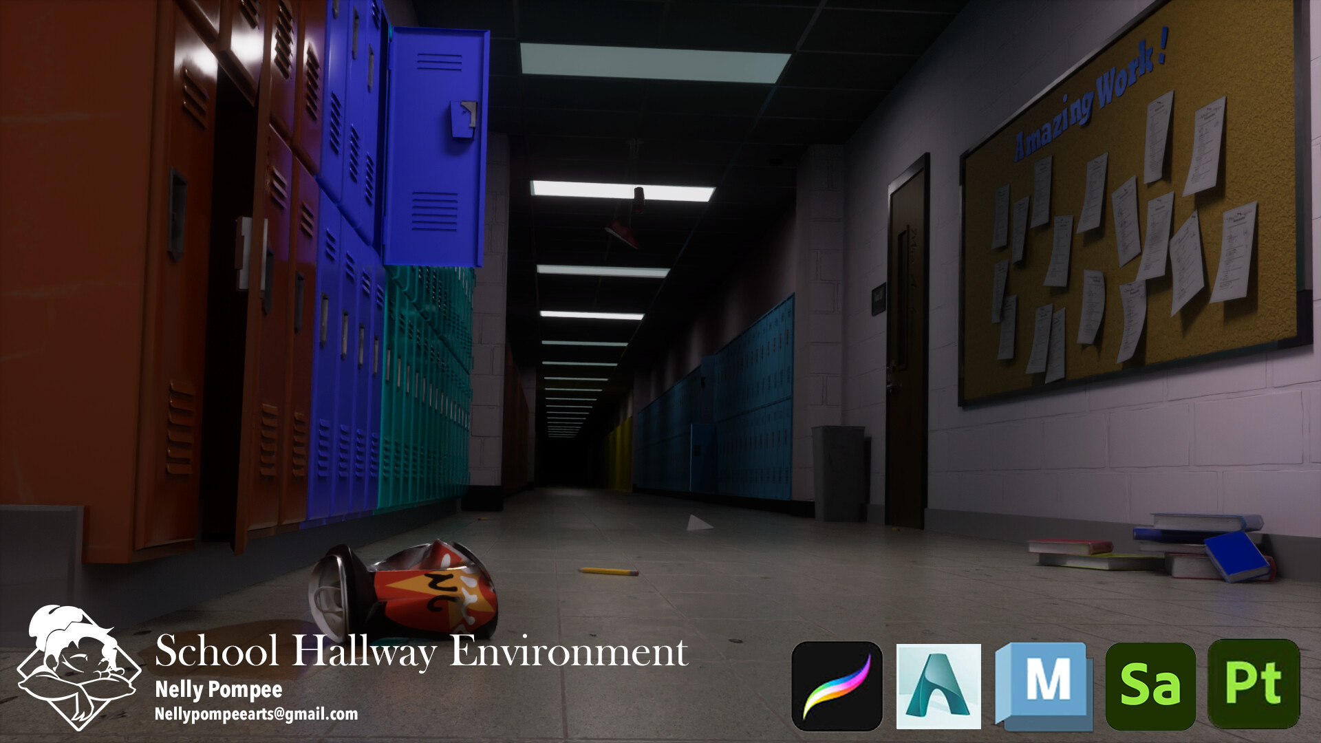 ArtStation - School Hallway Model