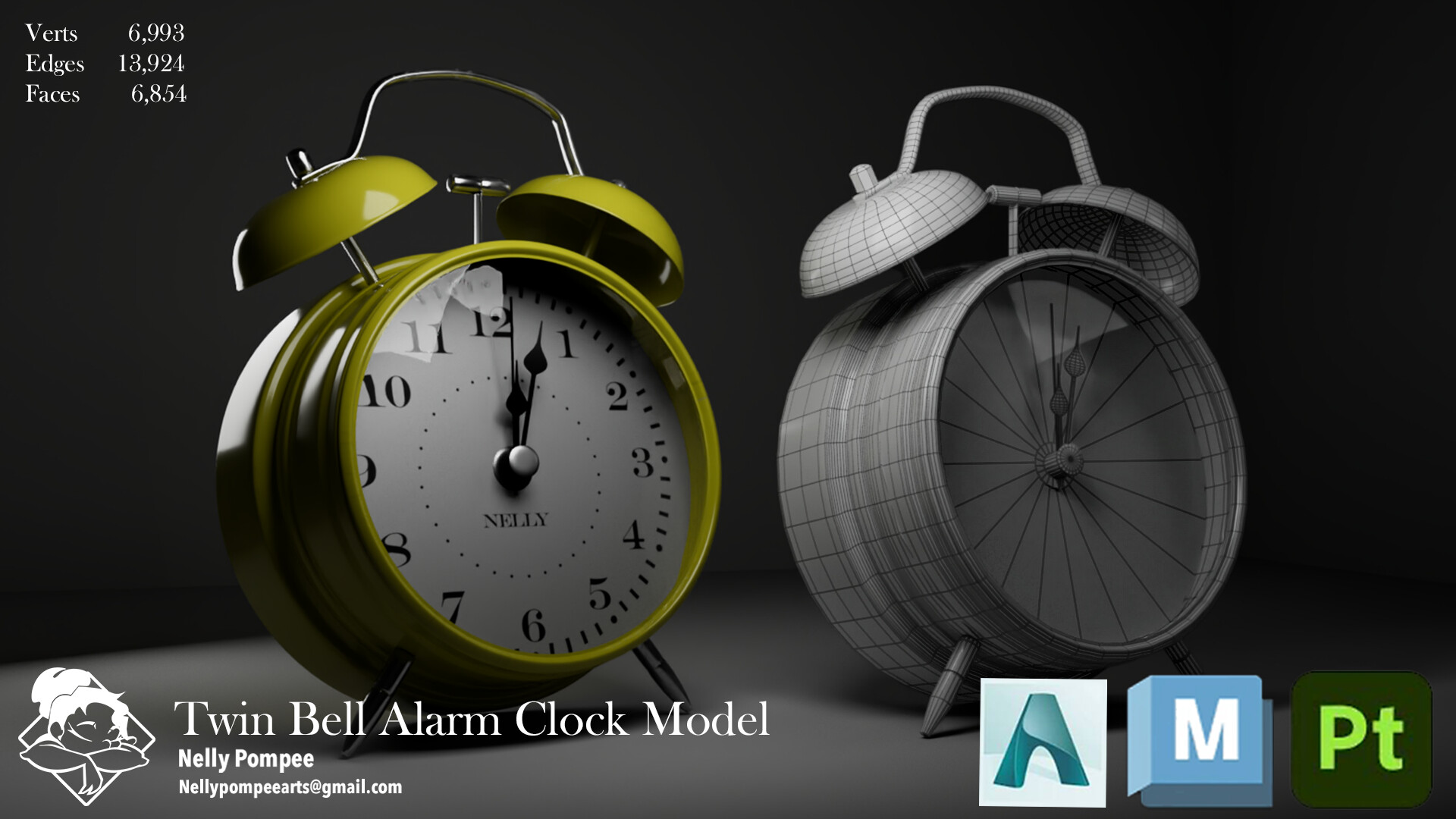 ArtStation - Twin Bell Alarm Clock Model