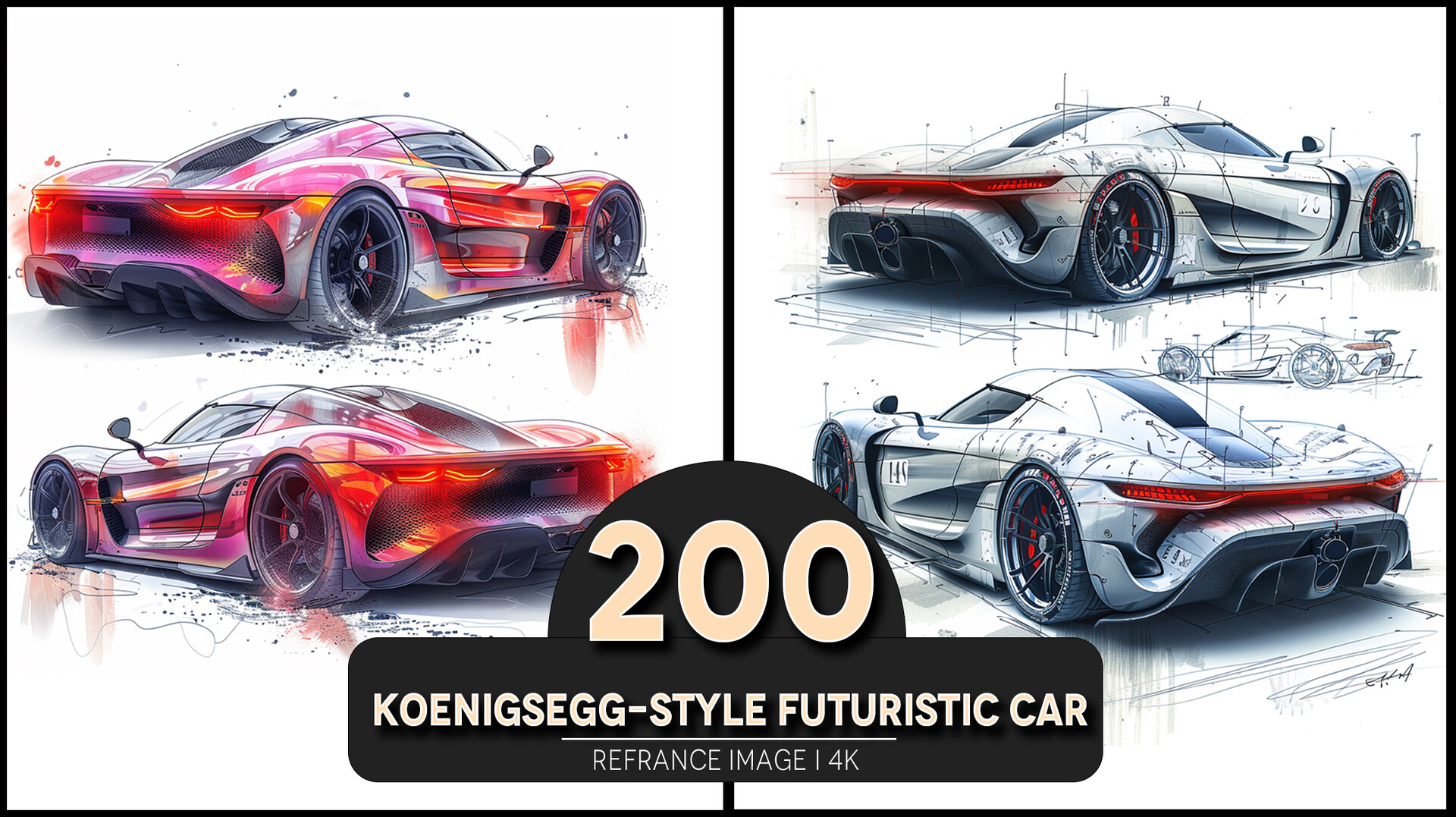 Pixel Ref - Koenigsegg-style Futuristic Car 4K Reference/Concept Images