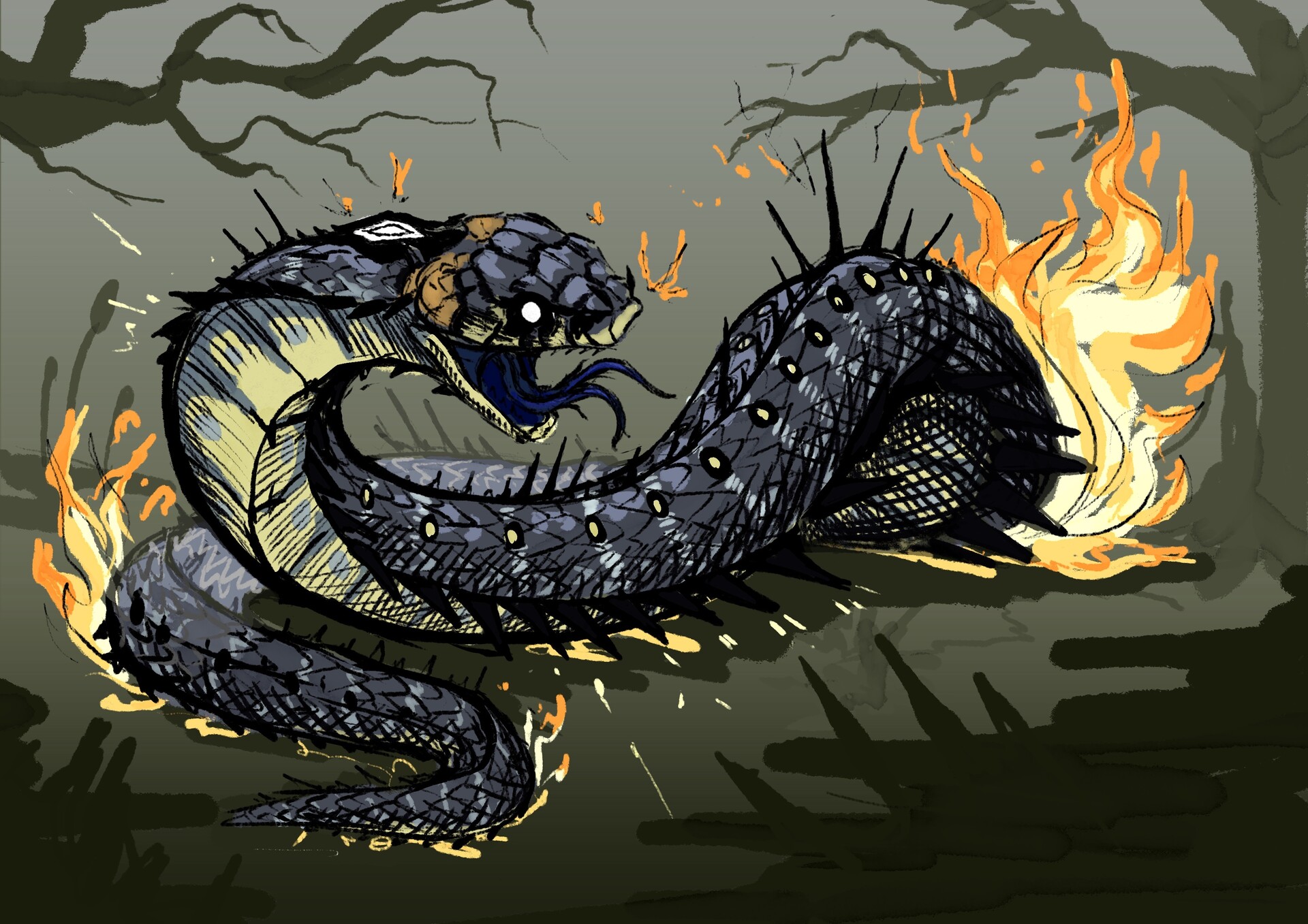 how to draw racer snake