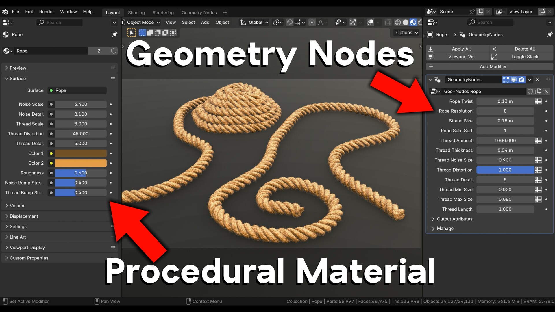 Ryan King - Customizable Rope - Geometry Nodes (Blender Tutorial)