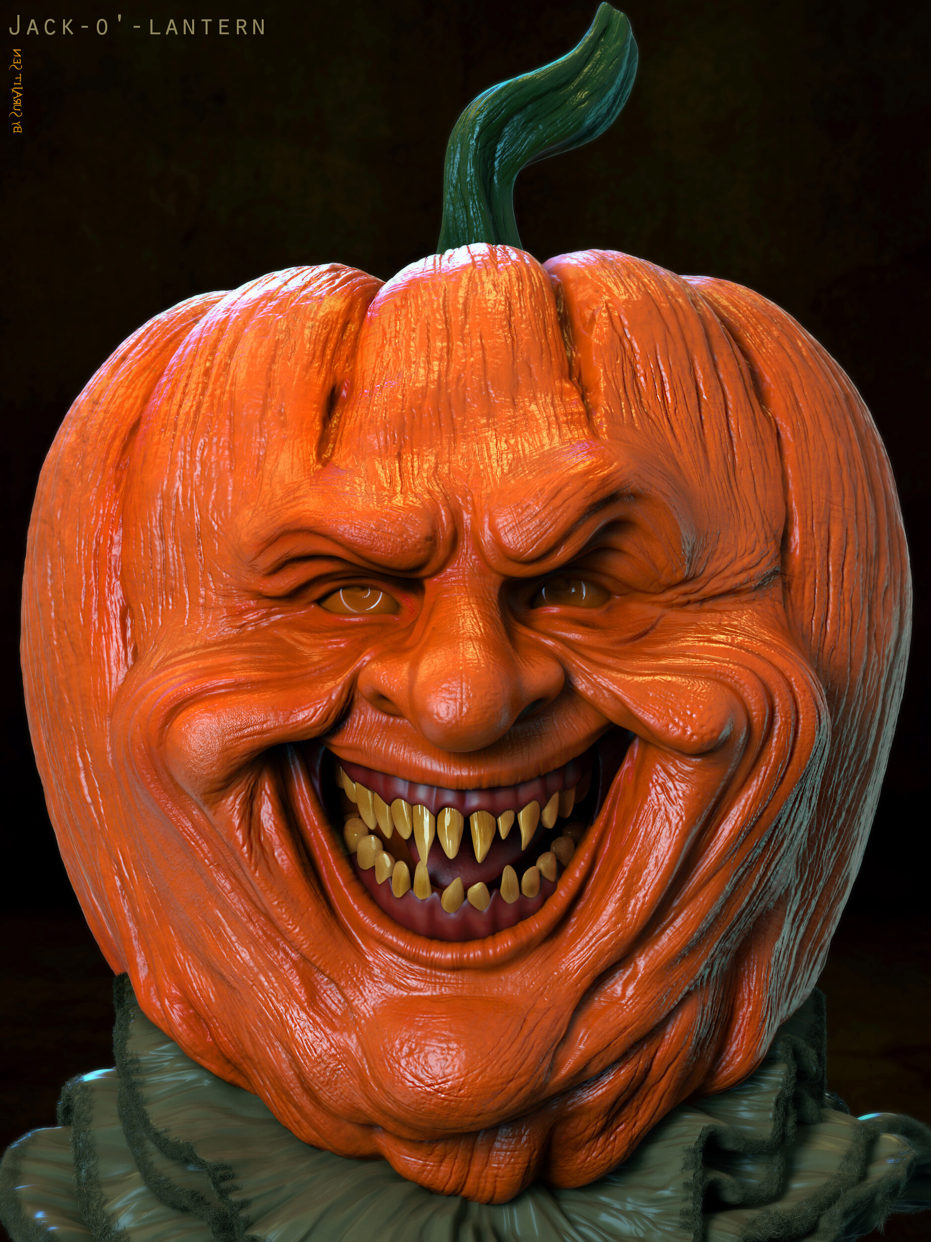 ArtStation - Halloween pumpkin--jack-o'-lantern - Digital Sculpture by ...