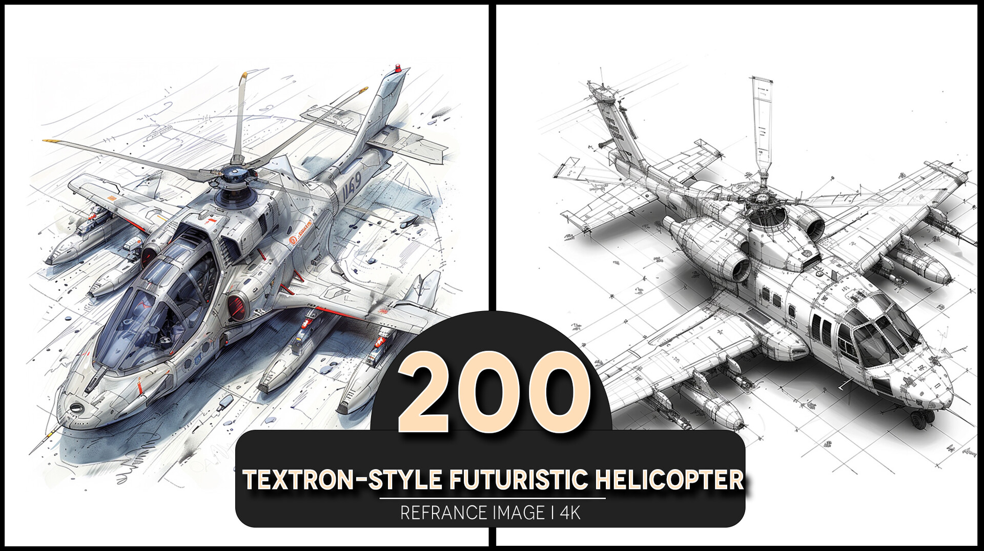 Pixel Ref - Textron-style Futuristic Helicopter 4K Reference/Concept Images