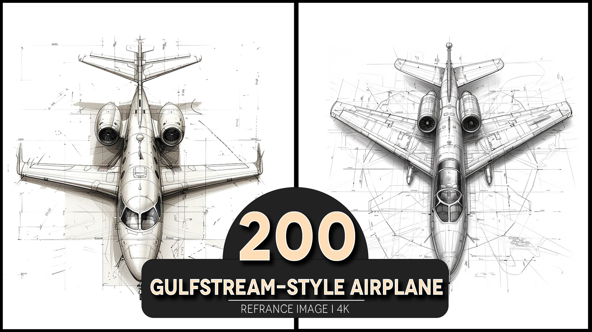 Pixel Ref - Gulfstream-style Airplane 4K Reference/Concept Images