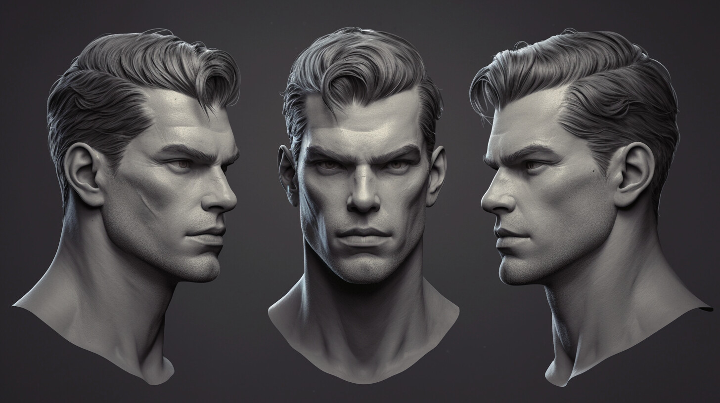 3D Head Sculpt References in 4K - Tika Art - +300 Handsome Male Head ...