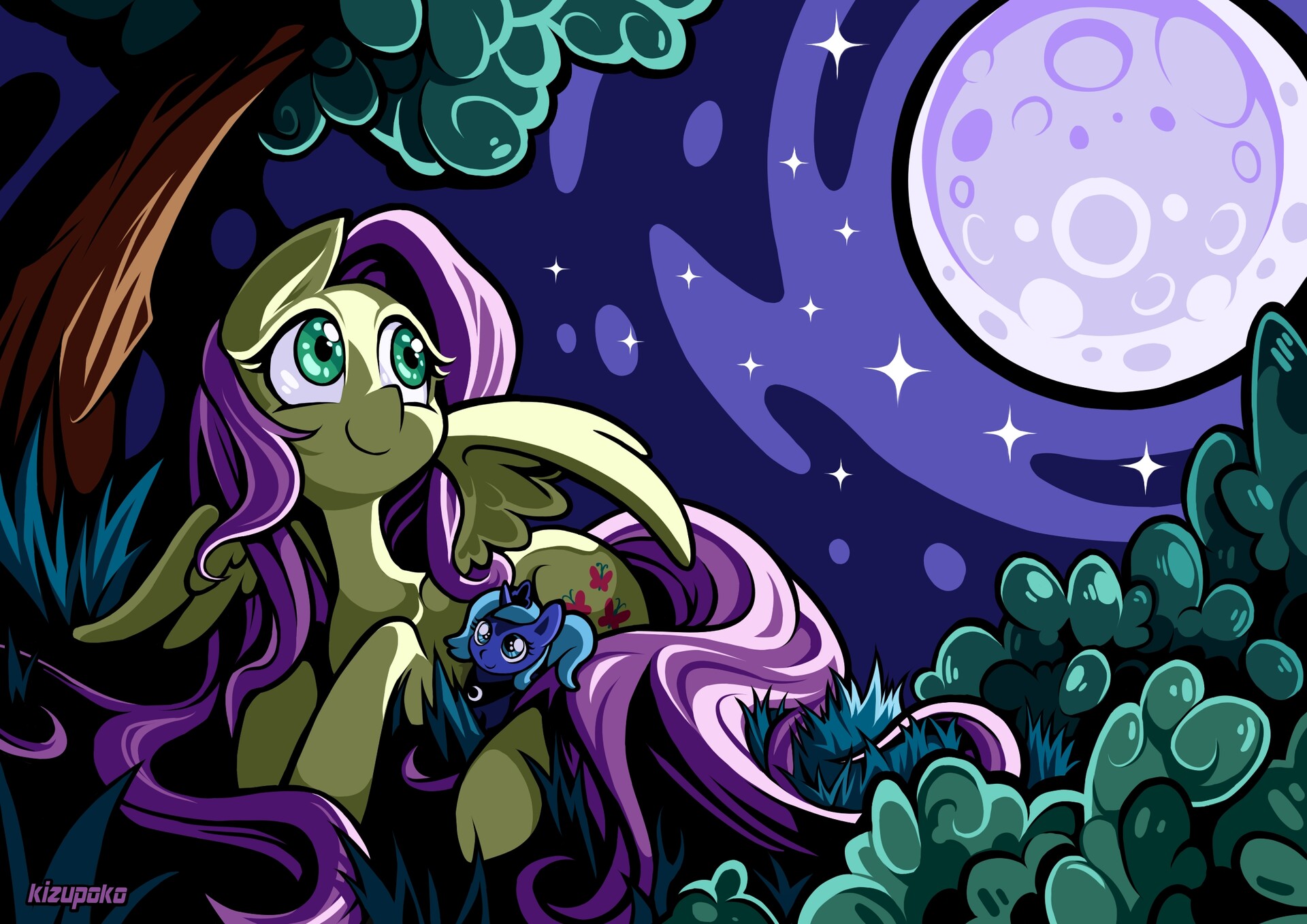 ArtStation - Fluttershy in the Moonlight