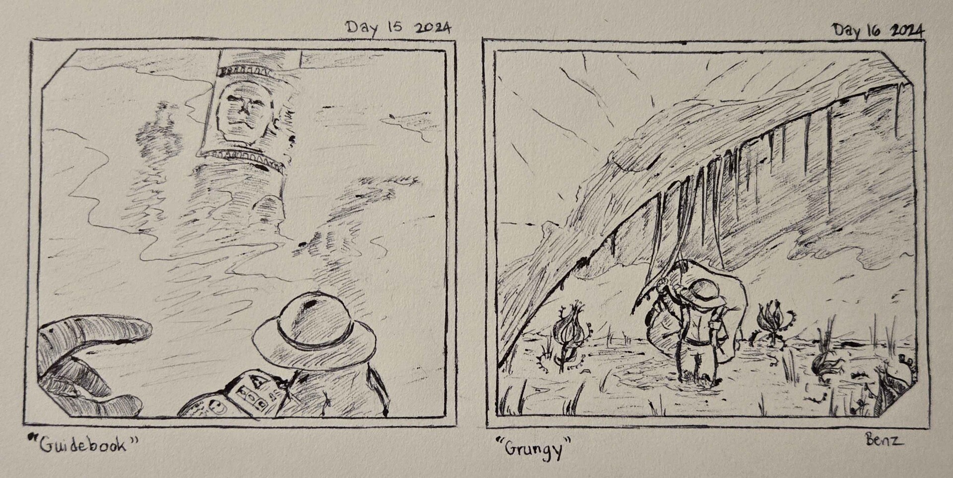 Andrew Benz - Guidebook/Grungy: Inktober 2024 Days 15 and 16