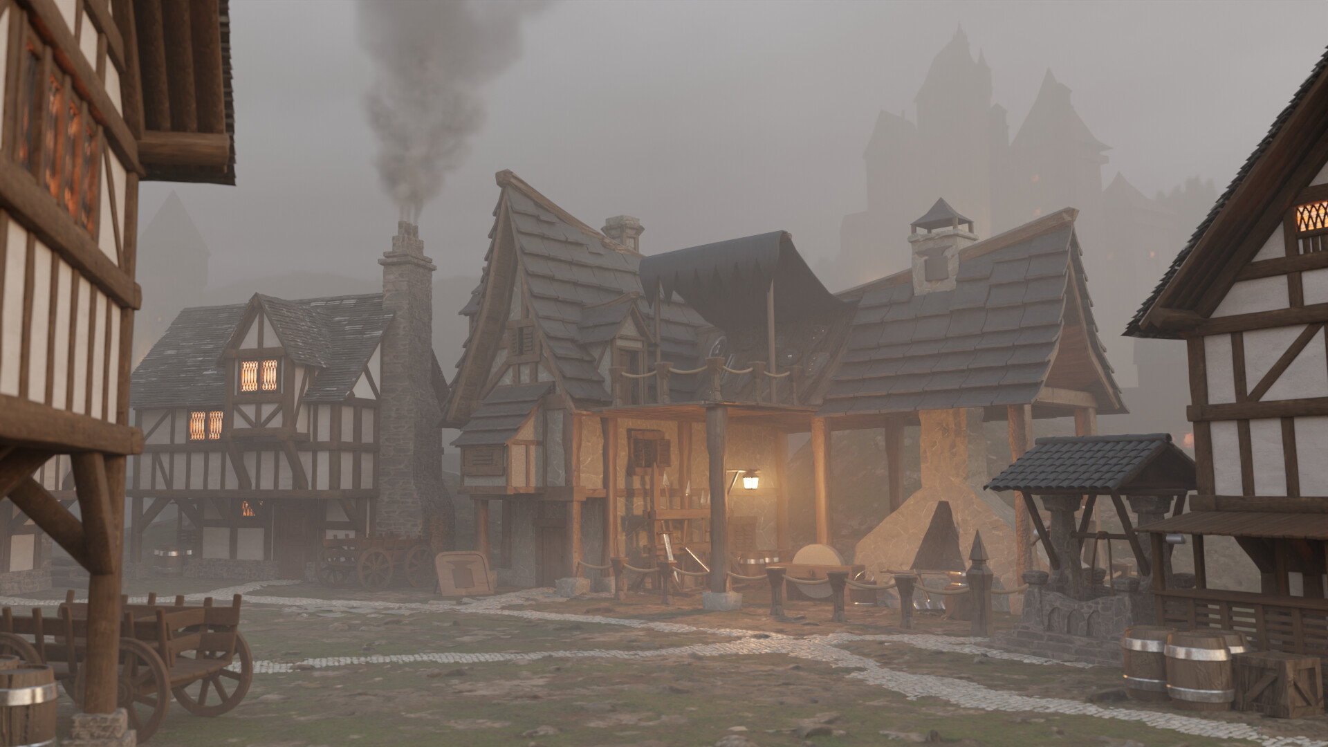 ArtStation - Medieval town (forge view)