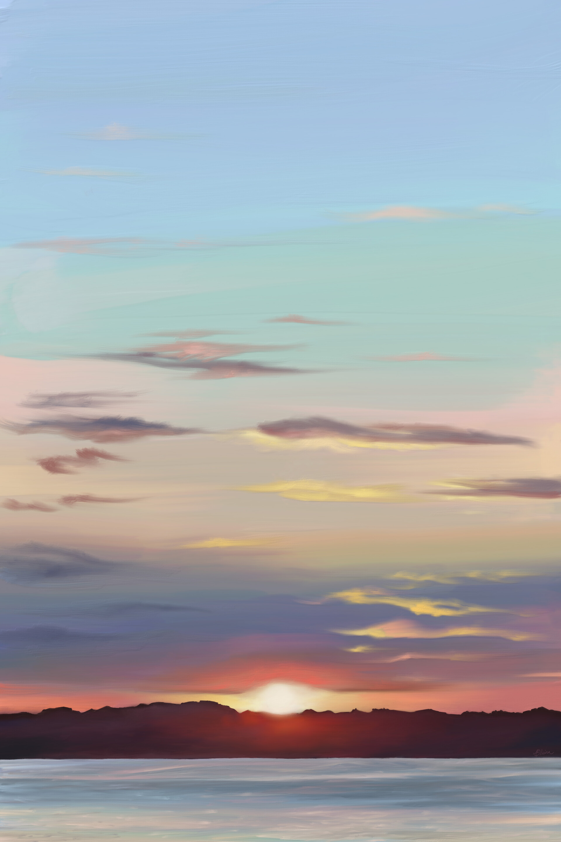 ArtStation - Sunset on Castle Hill - Digital Painting Landscape