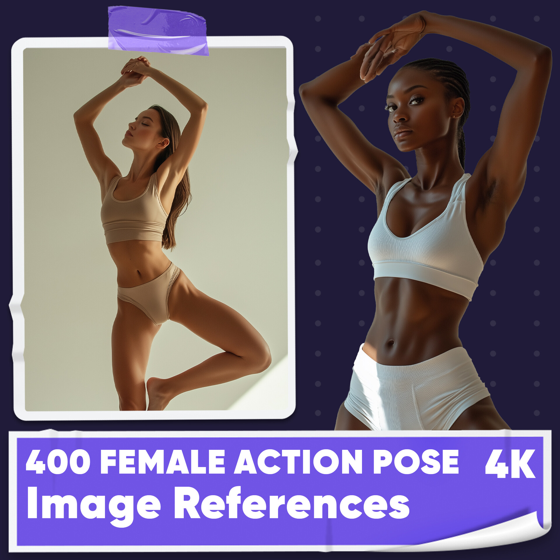 ArtStation - 400 Female Action Pose Image References - Vol 01