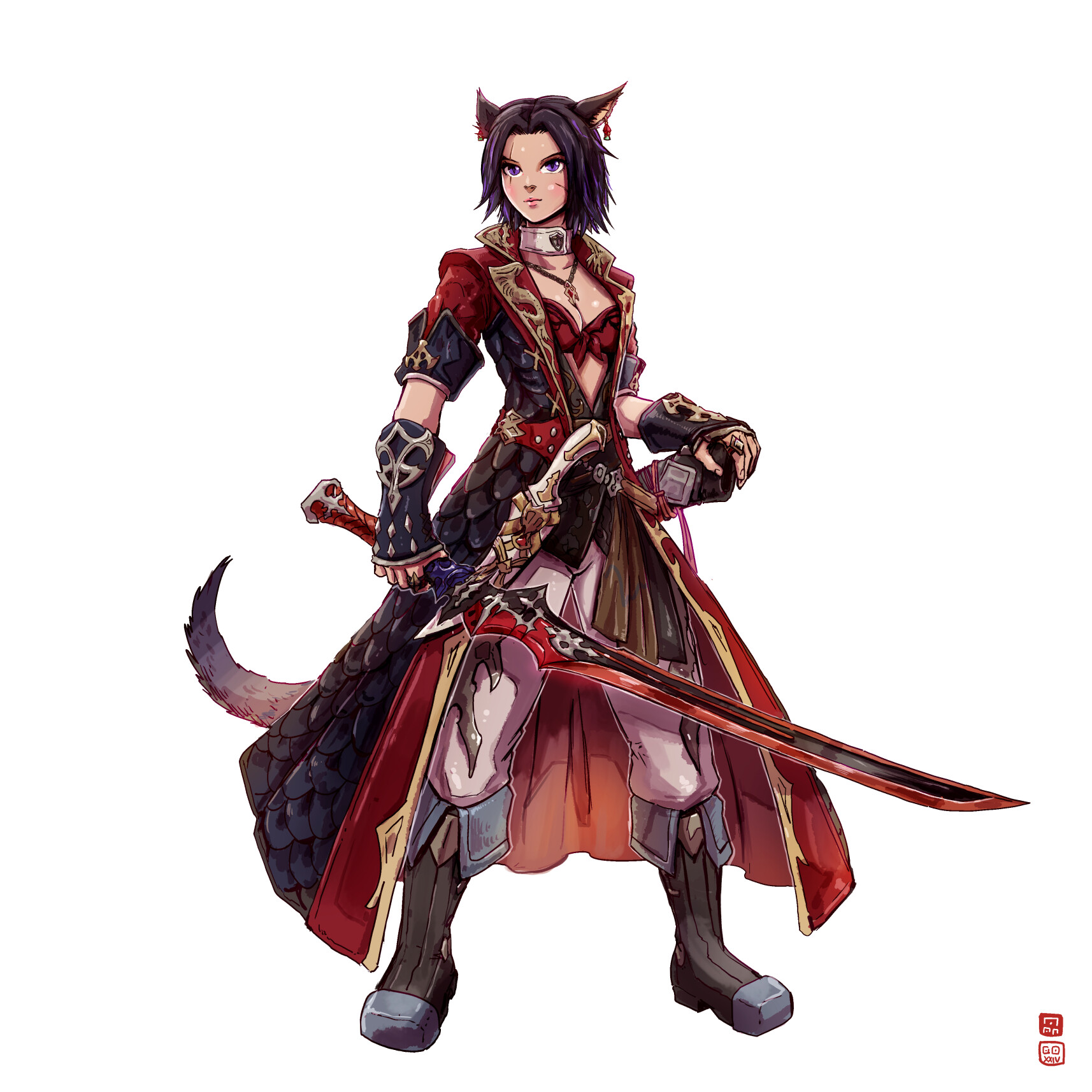 ArtStation - FFXIV Miqo'te Samurai