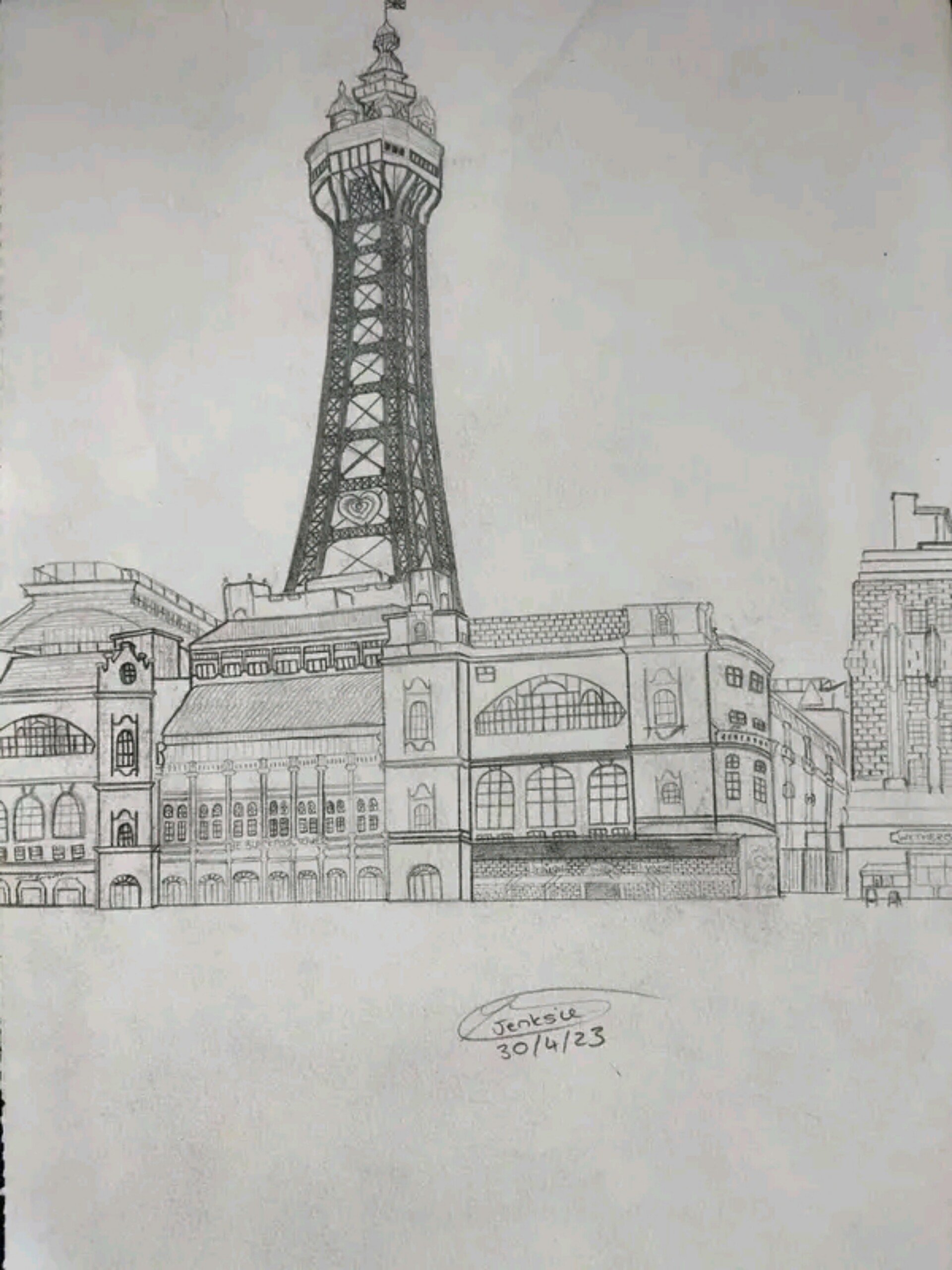 ArtStation - jenksies Blackpool tower freehand drawing