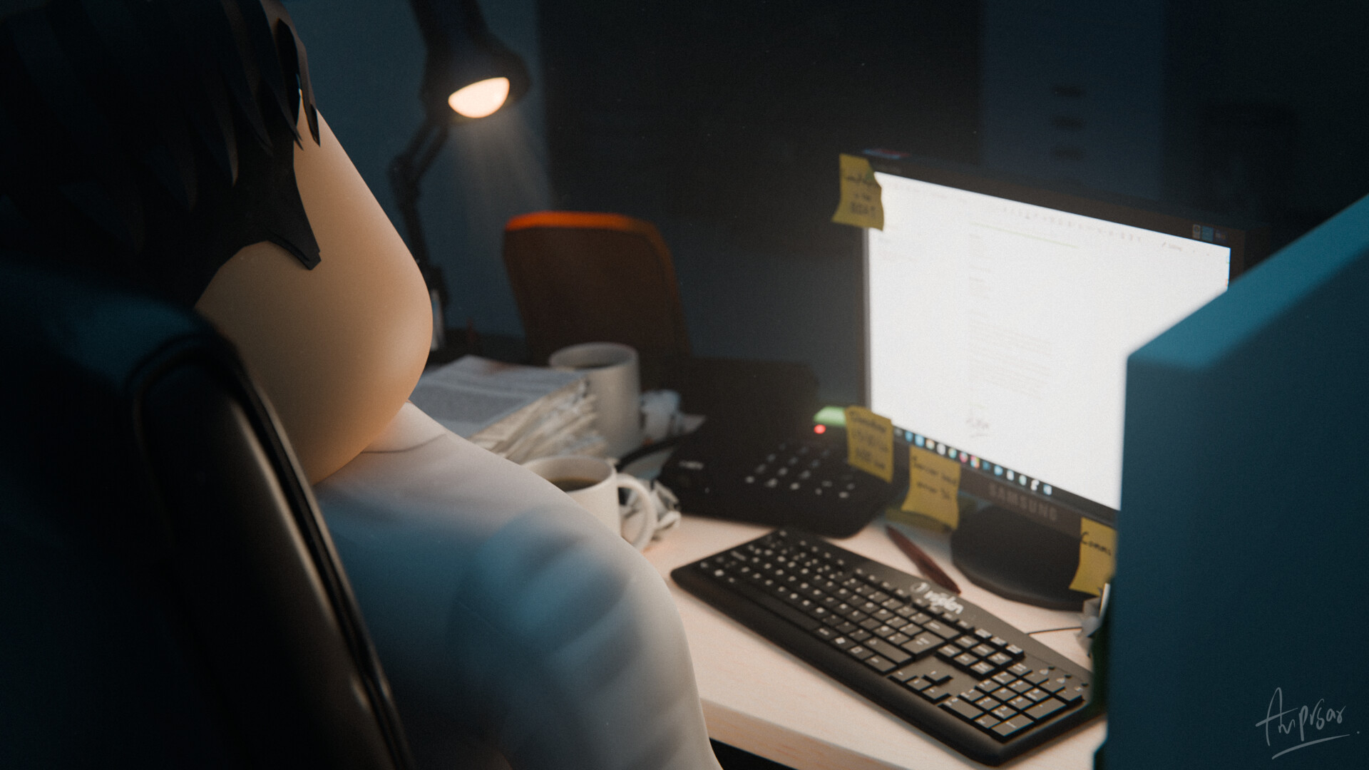 ArtStation - Working Late at Night