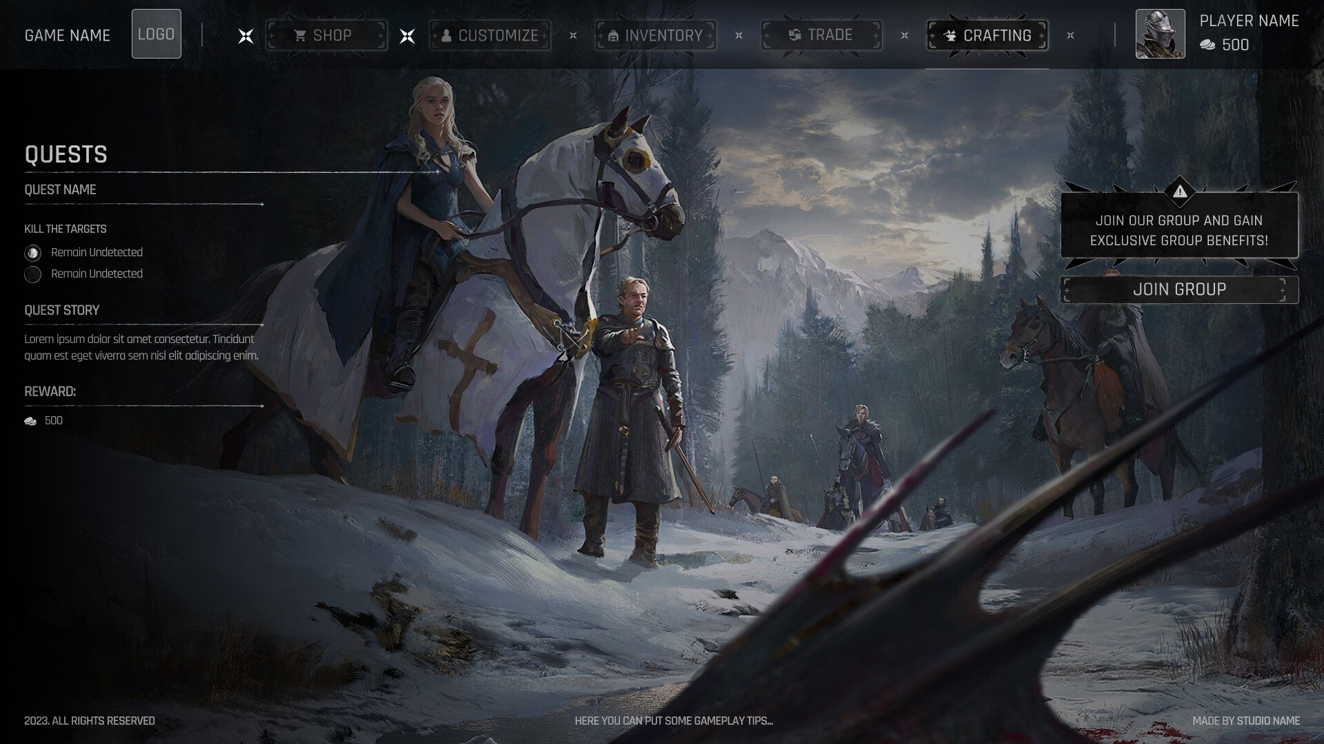 Solys Game User Interface Designer - Game of Thrones RPG Game UI UX Design