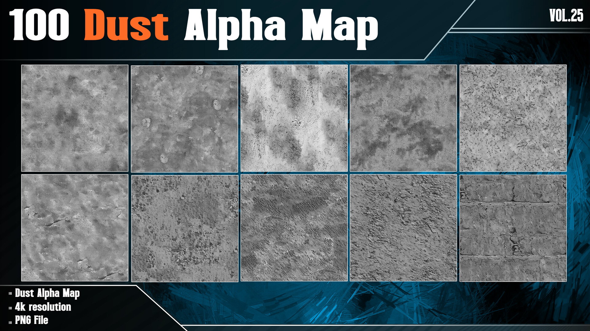 mehdi shahraki - 100 Dust Alpha Map - Vol.25 ( 4K PNG )