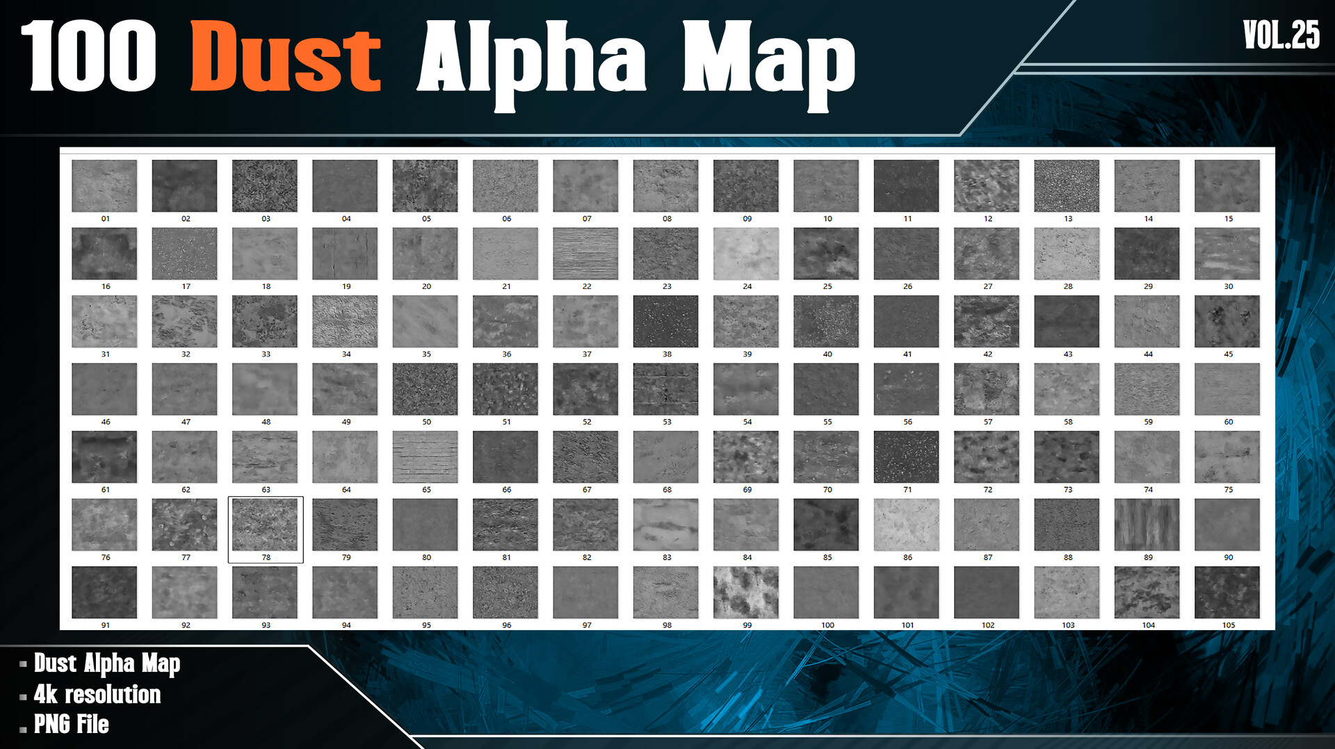 mehdi shahraki - 100 Dust Alpha Map - Vol.25 ( 4K PNG )