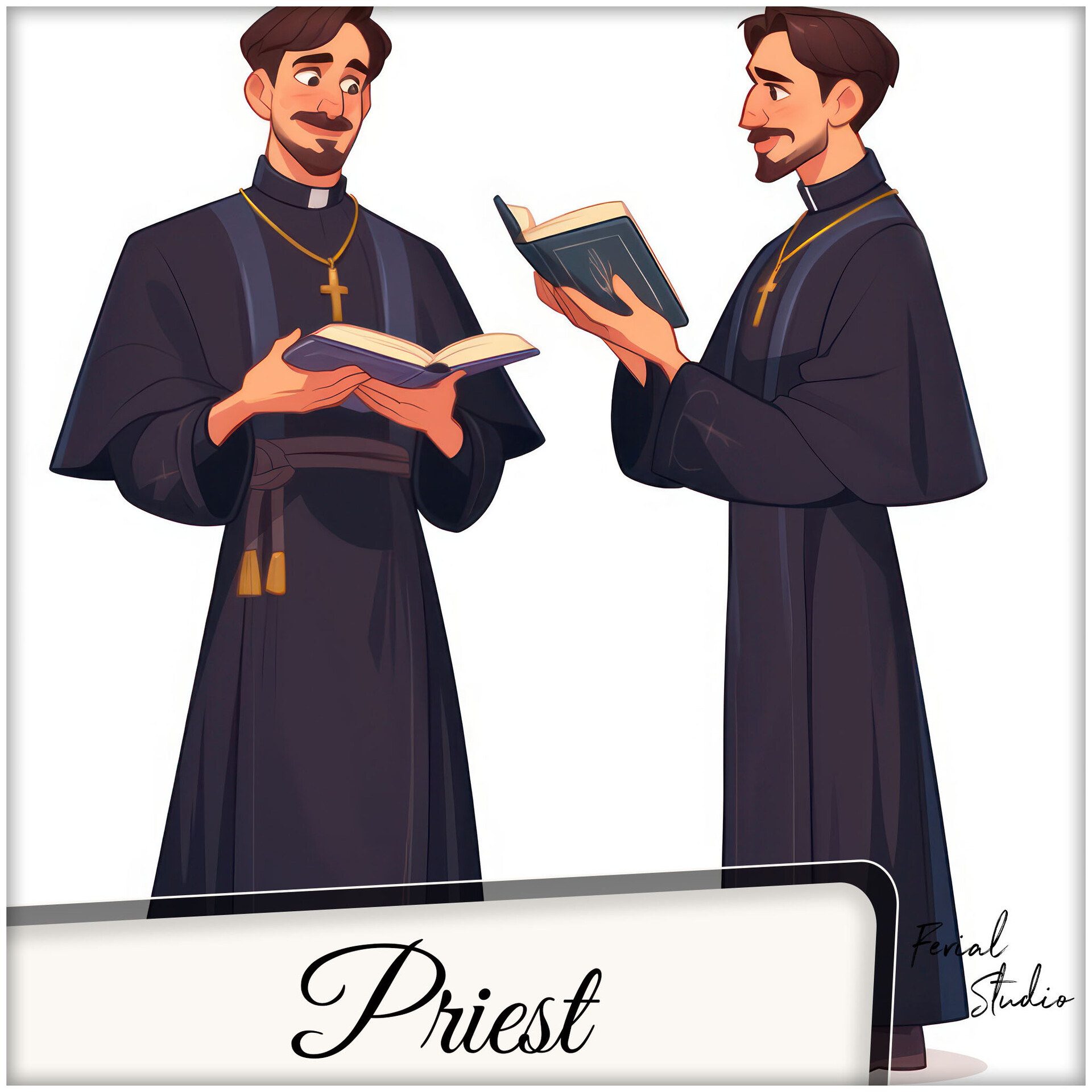 Ferial Studio - 🔹230 Priest - Cartoon Character Reference Image Pack v ...