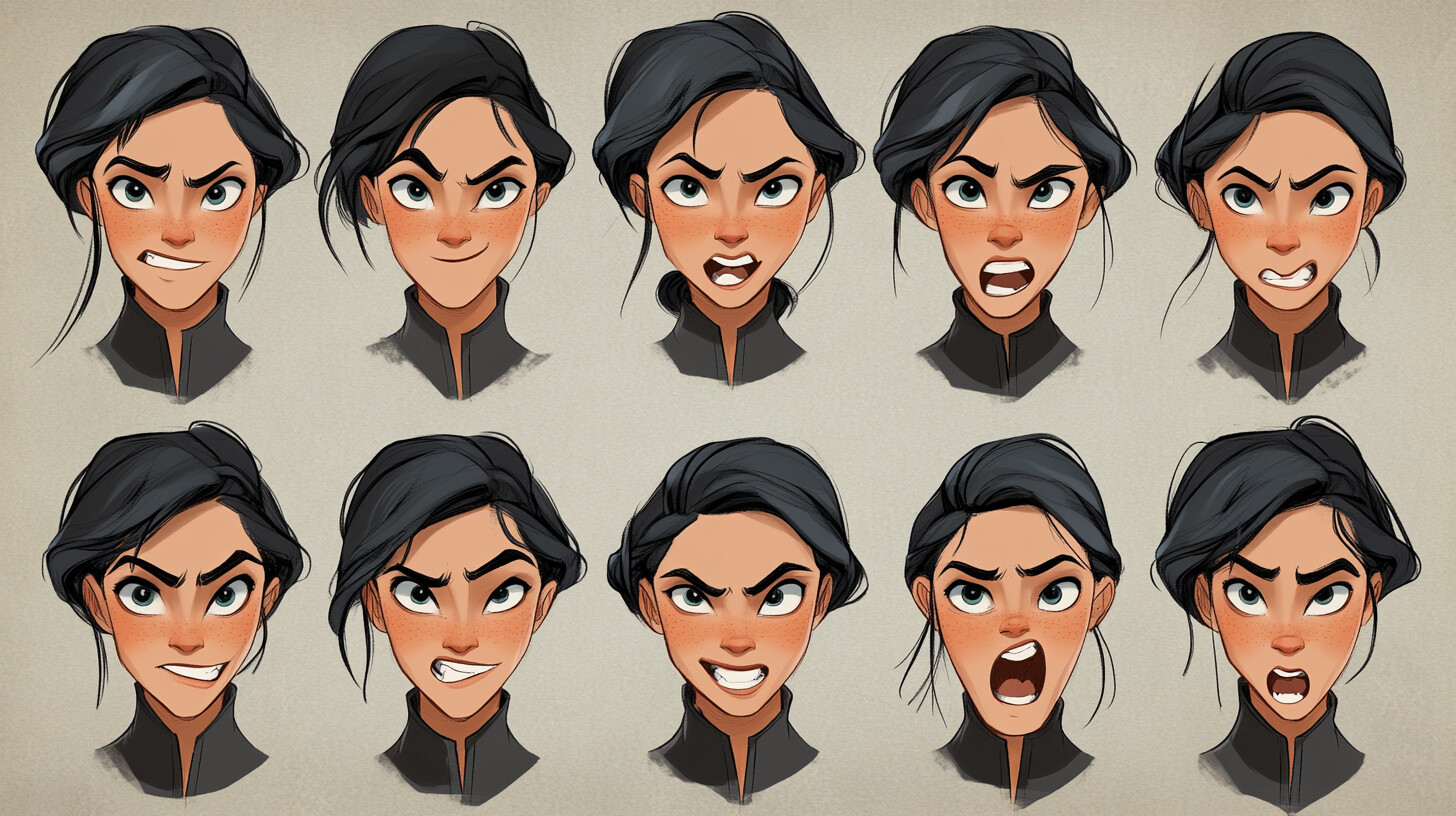 Concept Art - +350 Villain Female Expression Sheet(4k)