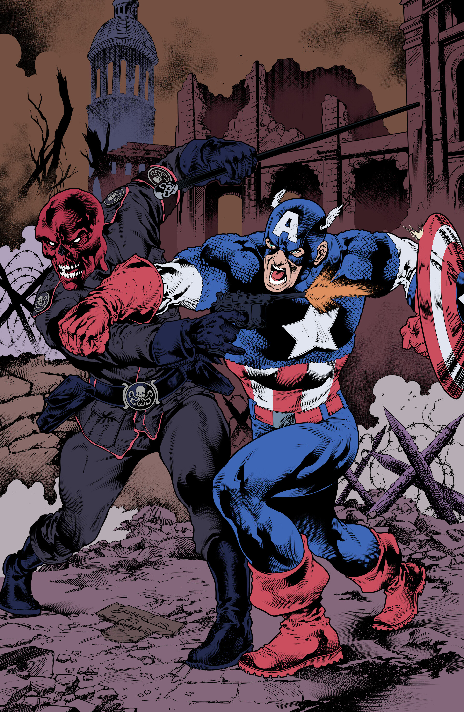 ArtStation - CAPTAIN AMERICA VS RED SKULL Comic Color Flats Sample