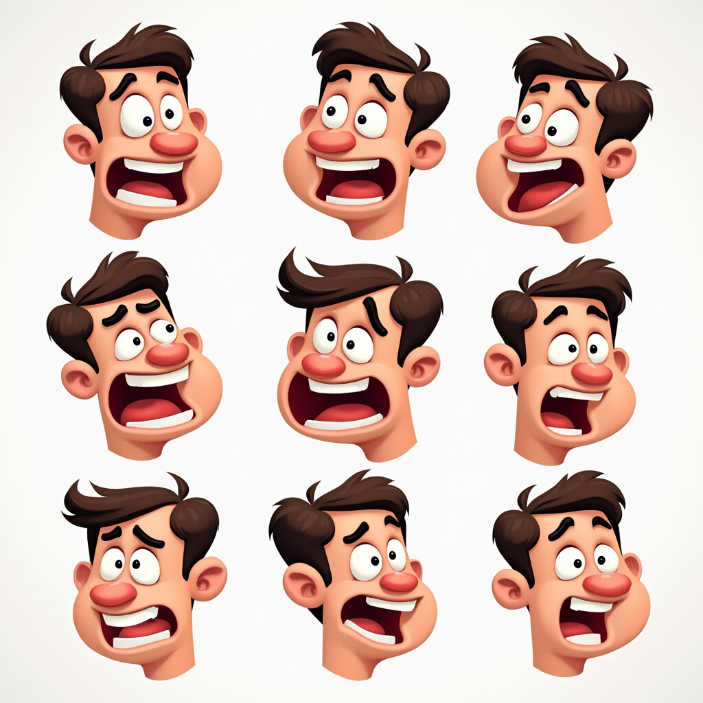 ArtStation - AI GENERATING -a set of cartoon faces with different ...