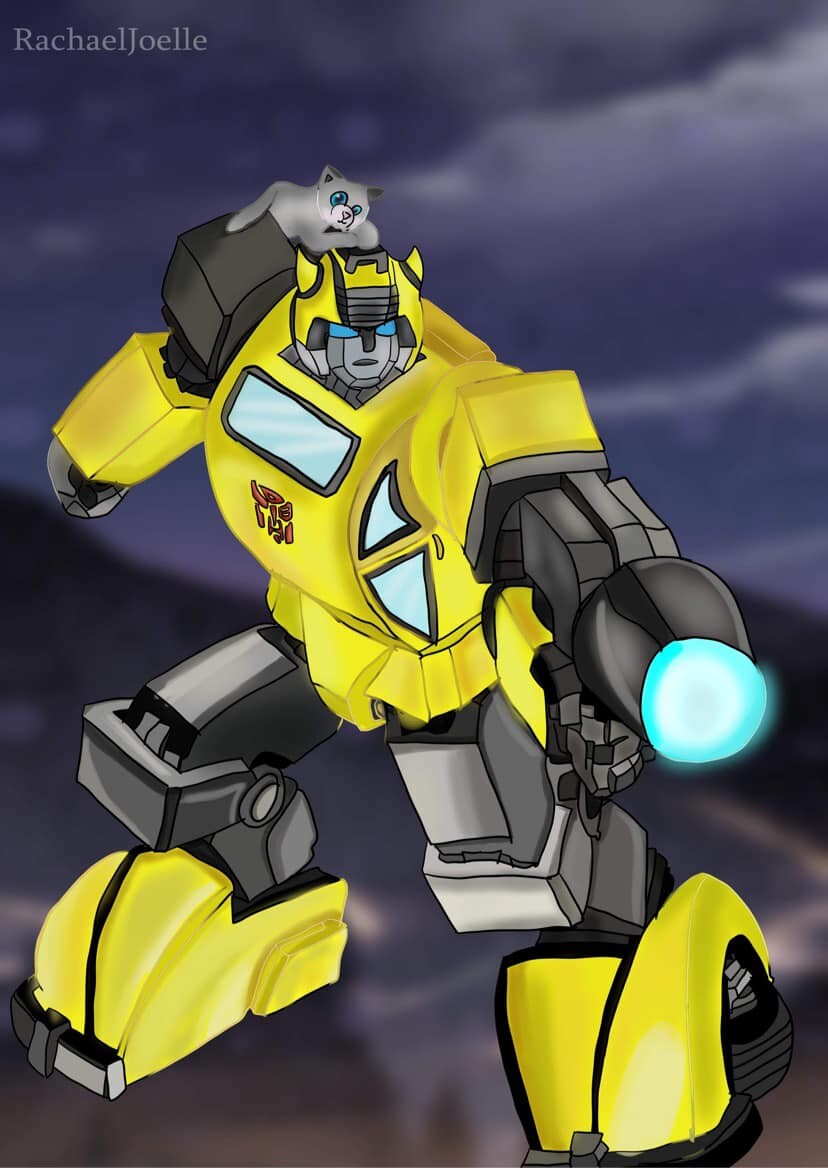 ArtStation - Transformers Bumblebee protecting a cat -2022