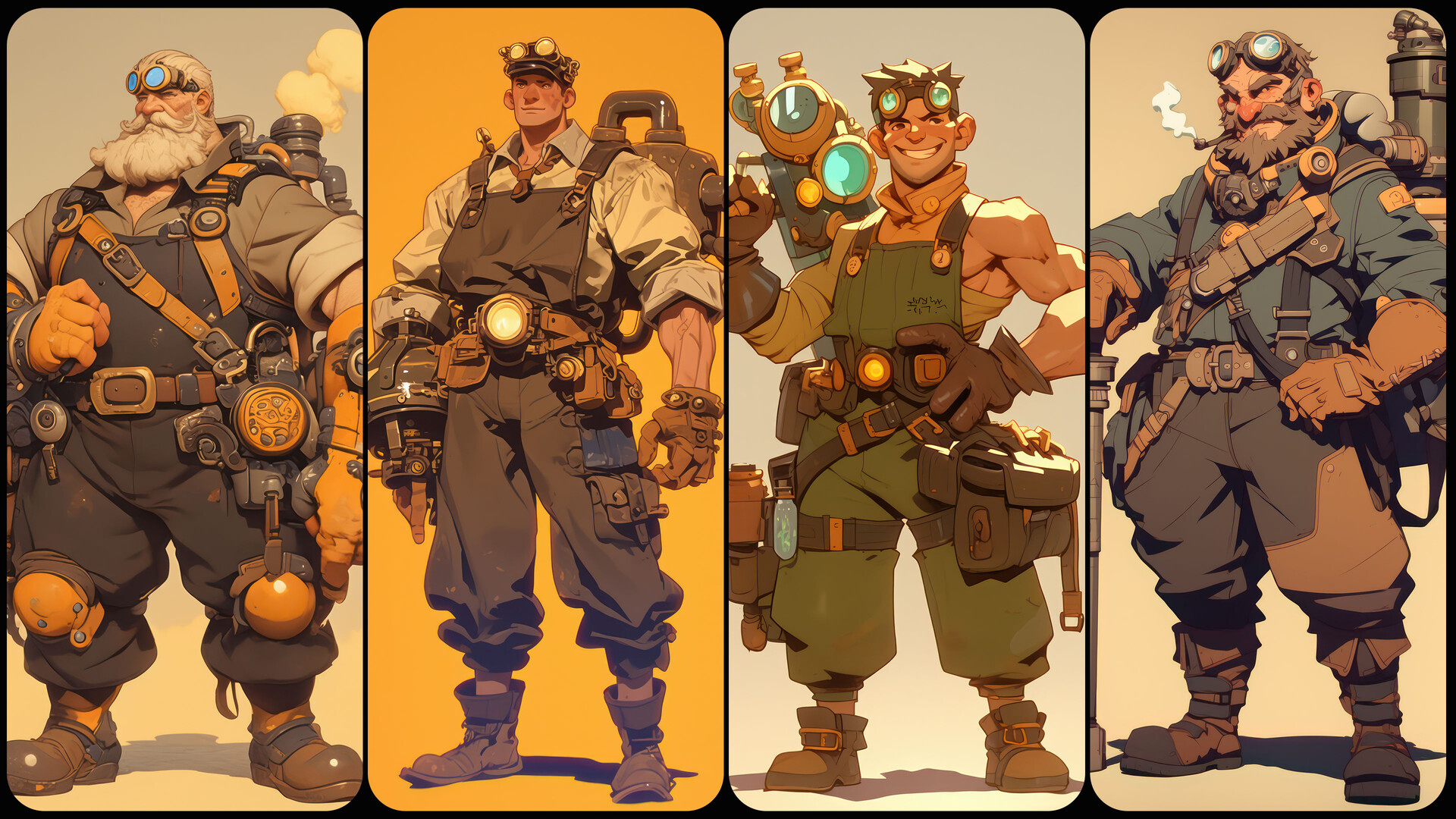 Ferial Studio - 🔹200 Steampunk Miner - Cartoon Character Reference ...