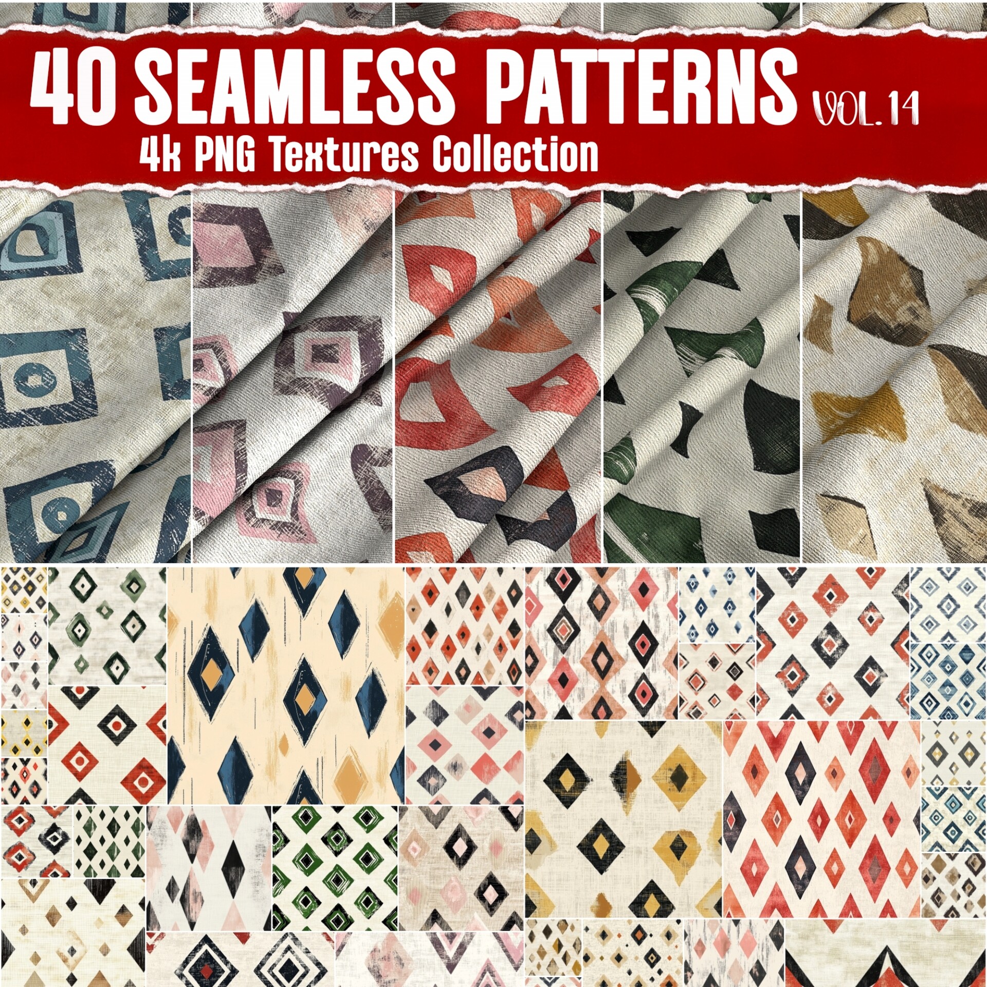 ArtStation - 40 Seamless Patterns VOL.14| 4K PNG Textures collection