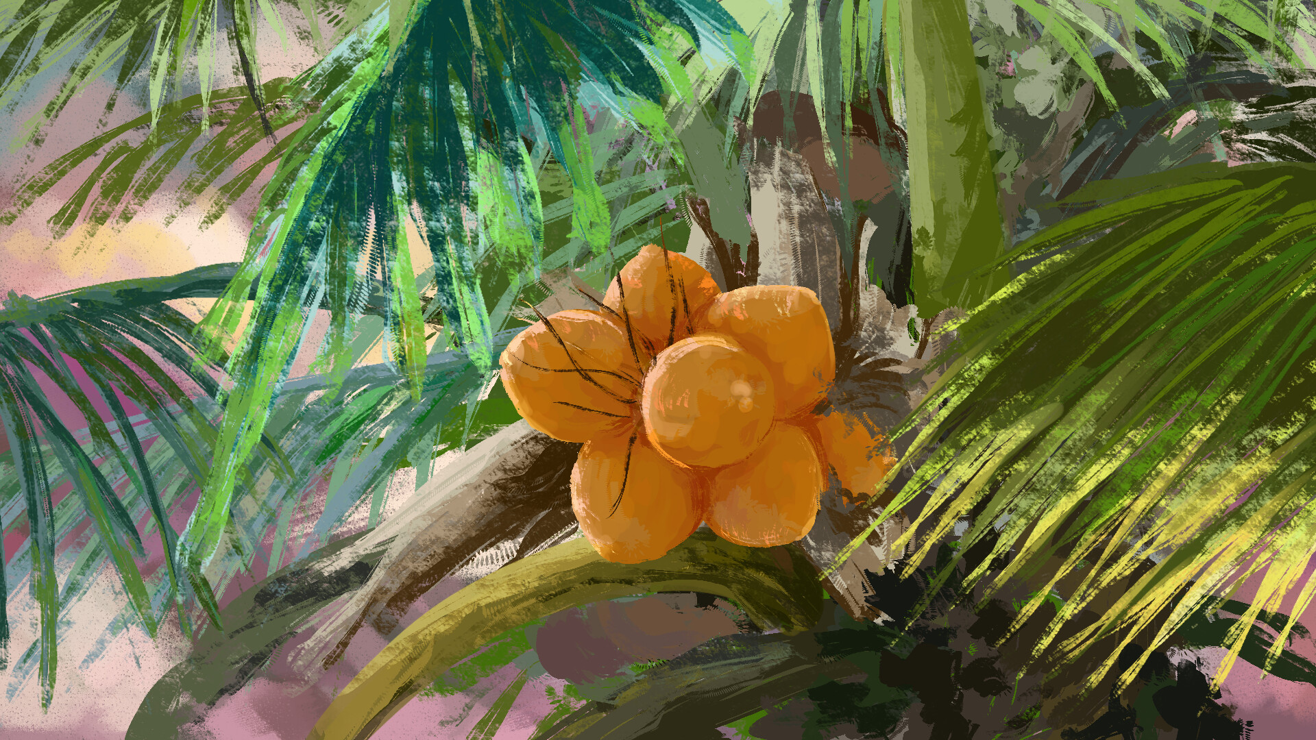 ArtStation - King coconut tree illustration