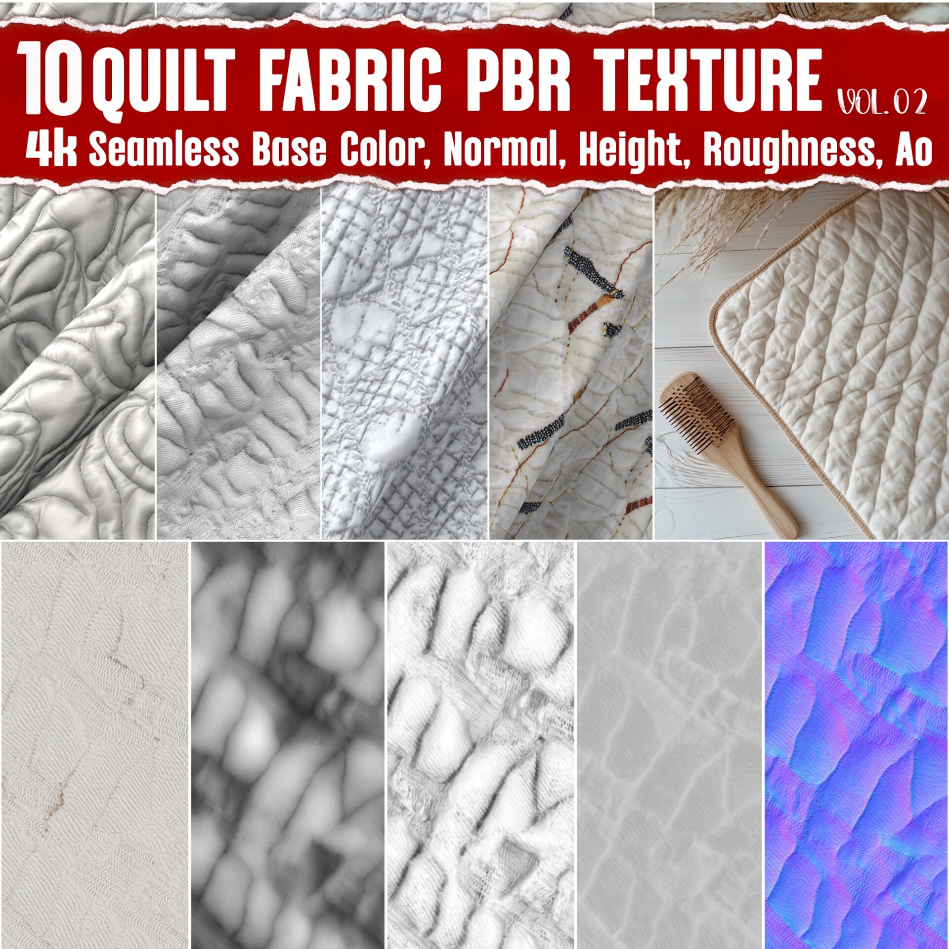 ArtStation - Quilt VOL.02|4K Seamless PNG PBR Textures