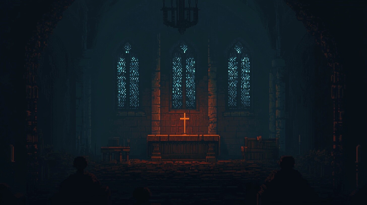 ArtStation - Sacred Shadows: Pixel Art Cathedral Interior