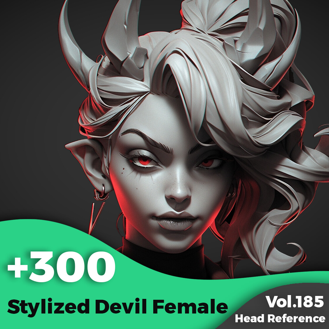 3D Head Sculpt References in 4K - Tika Art - +300 Stylized Devil Female ...