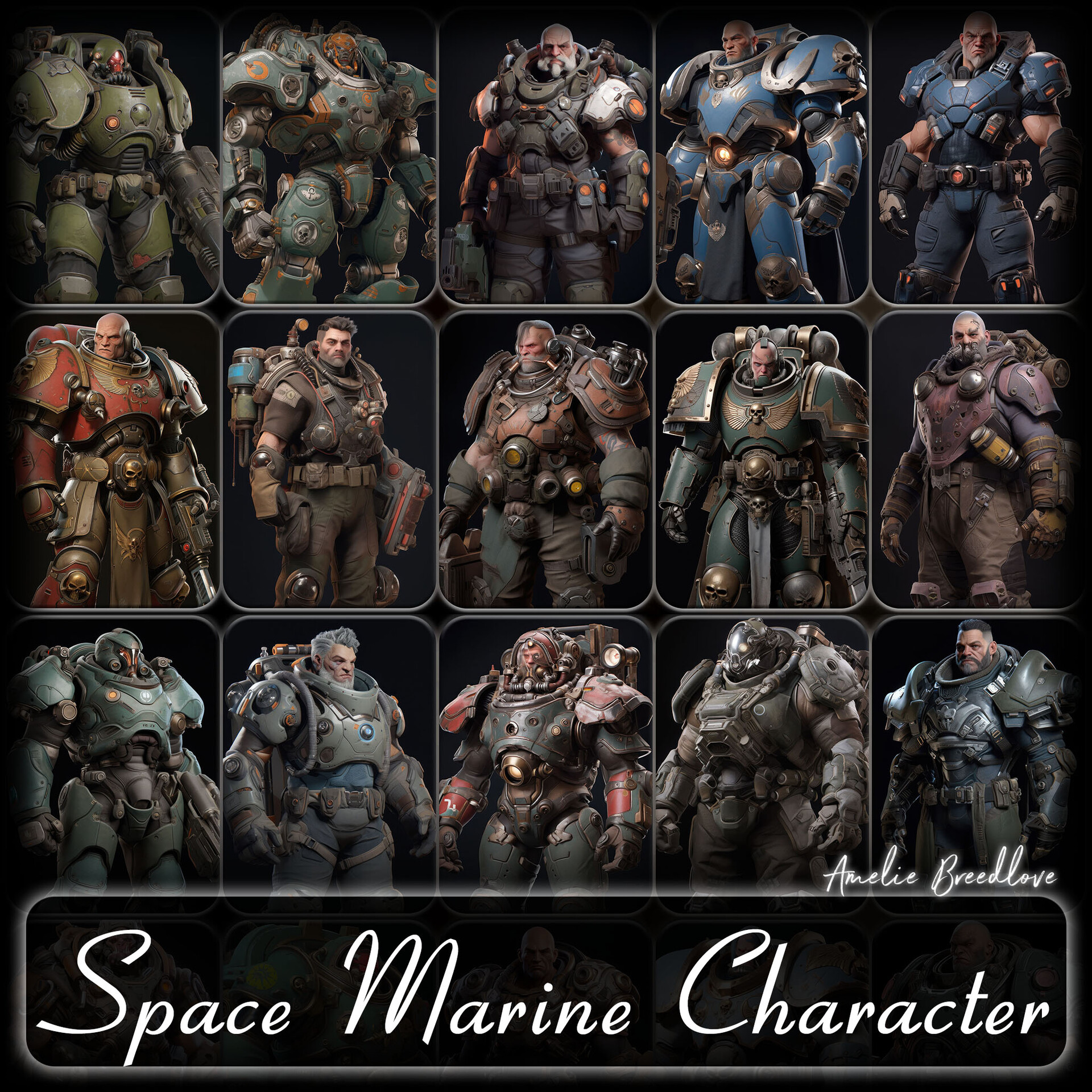 Amelie Breedlove - 200 Space Marine Character Reference Pack | 4K | v.26