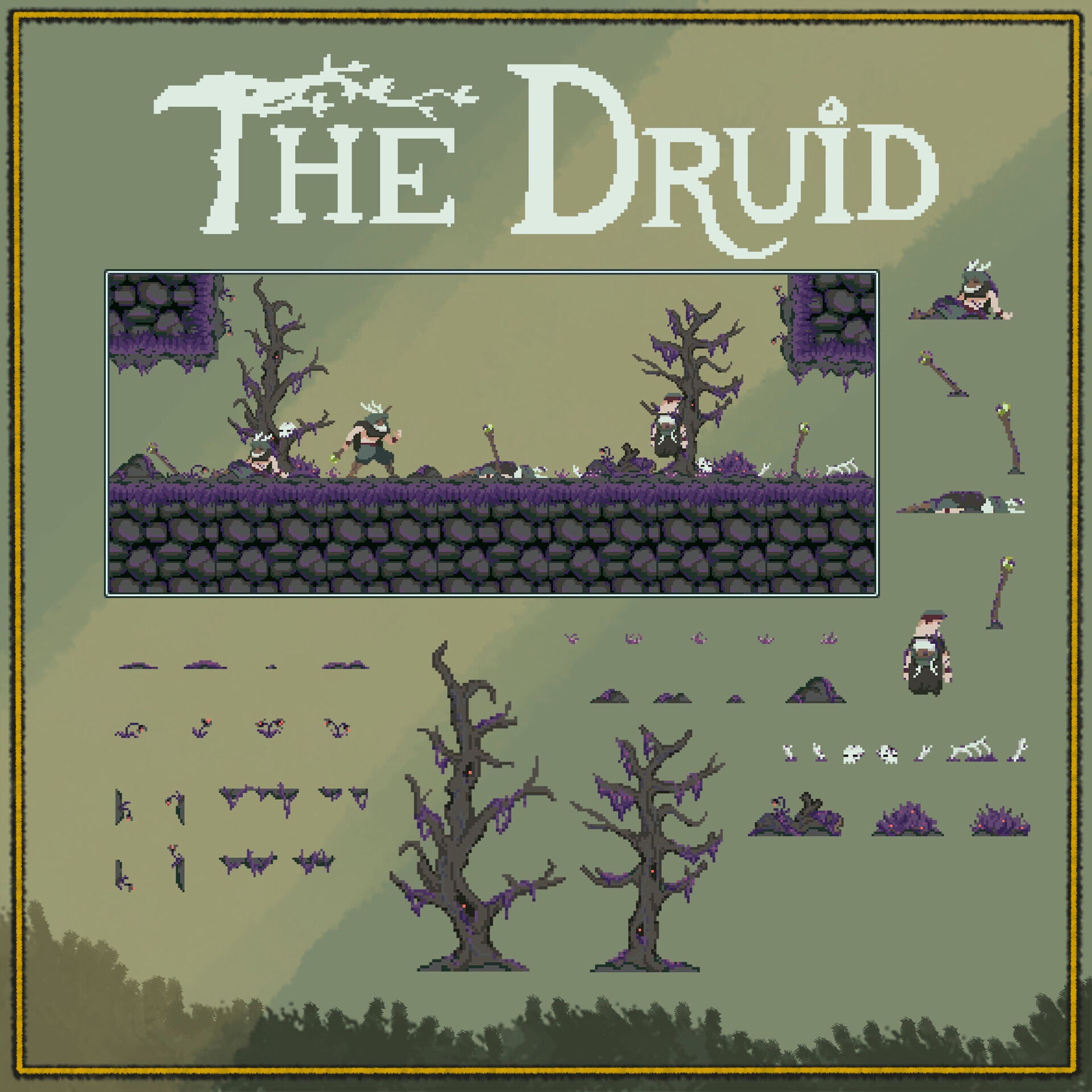 ArtStation - Tile Set Corrupted Forest 02 - Pixel Art
