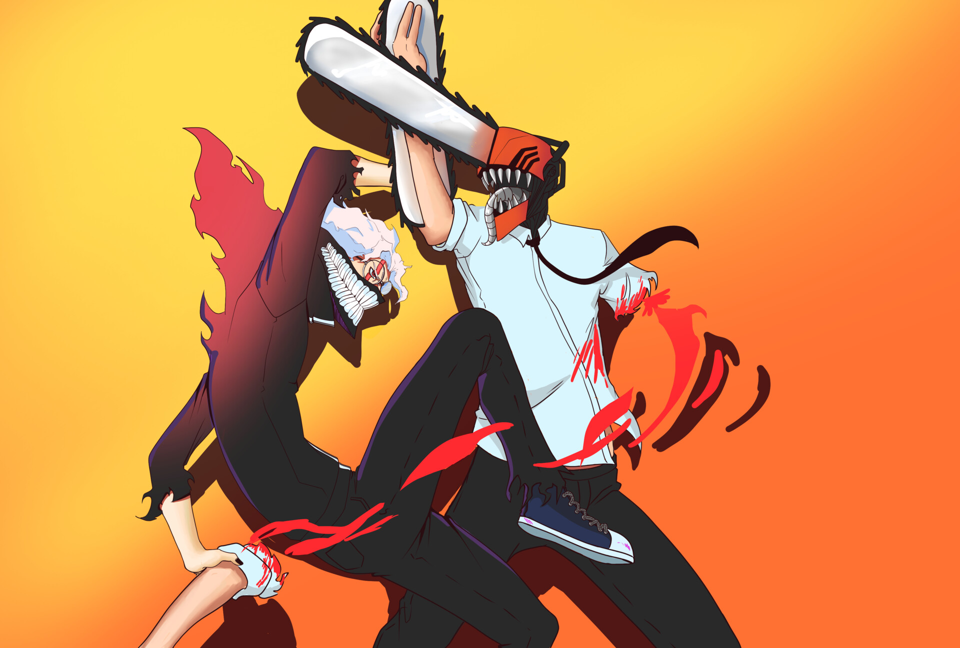 ArtStation - okarun vs denji remade