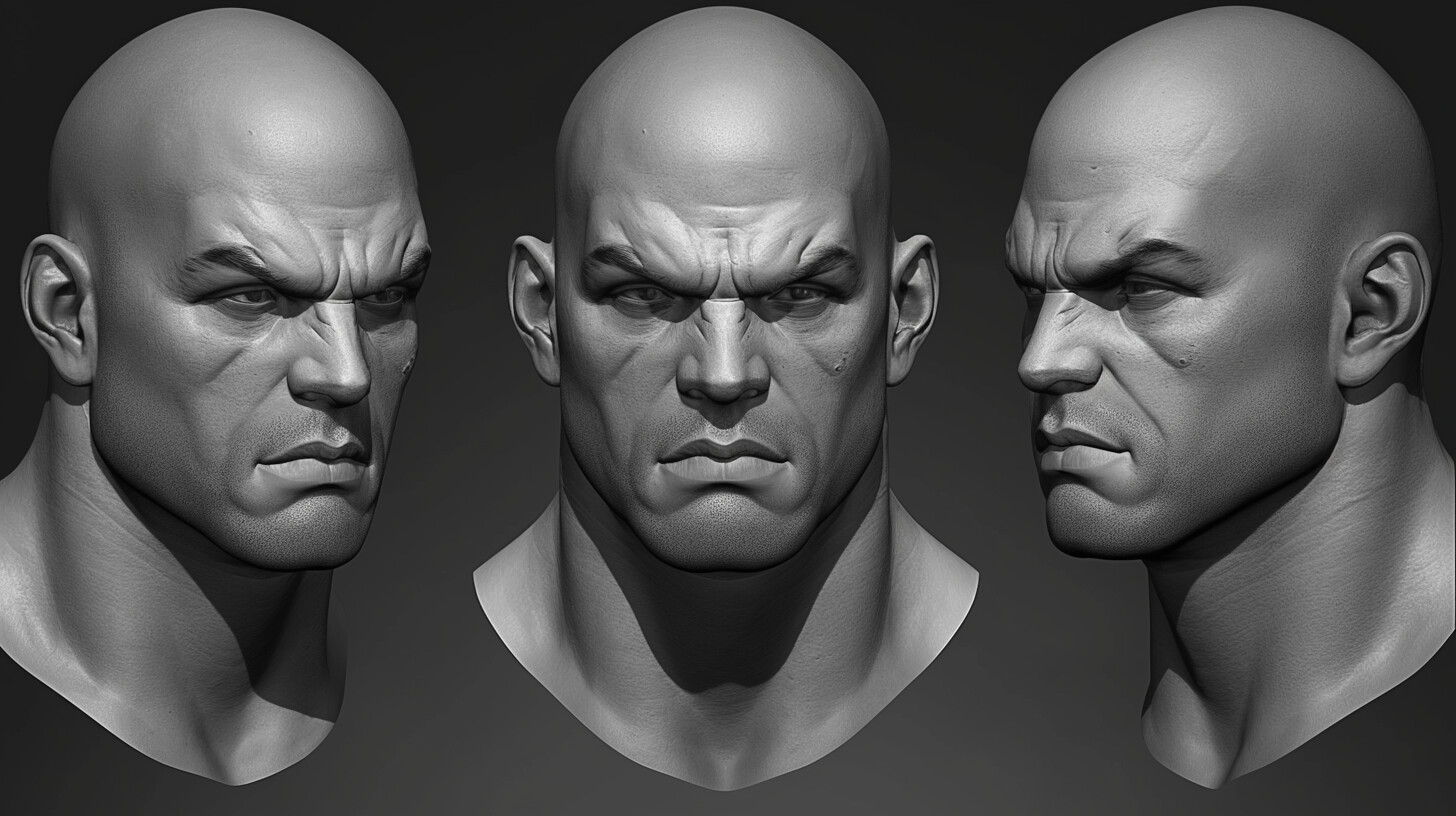 3D Head Sculpt References in 4K - Tika Art - +300 Bald Male Head Sculpt ...