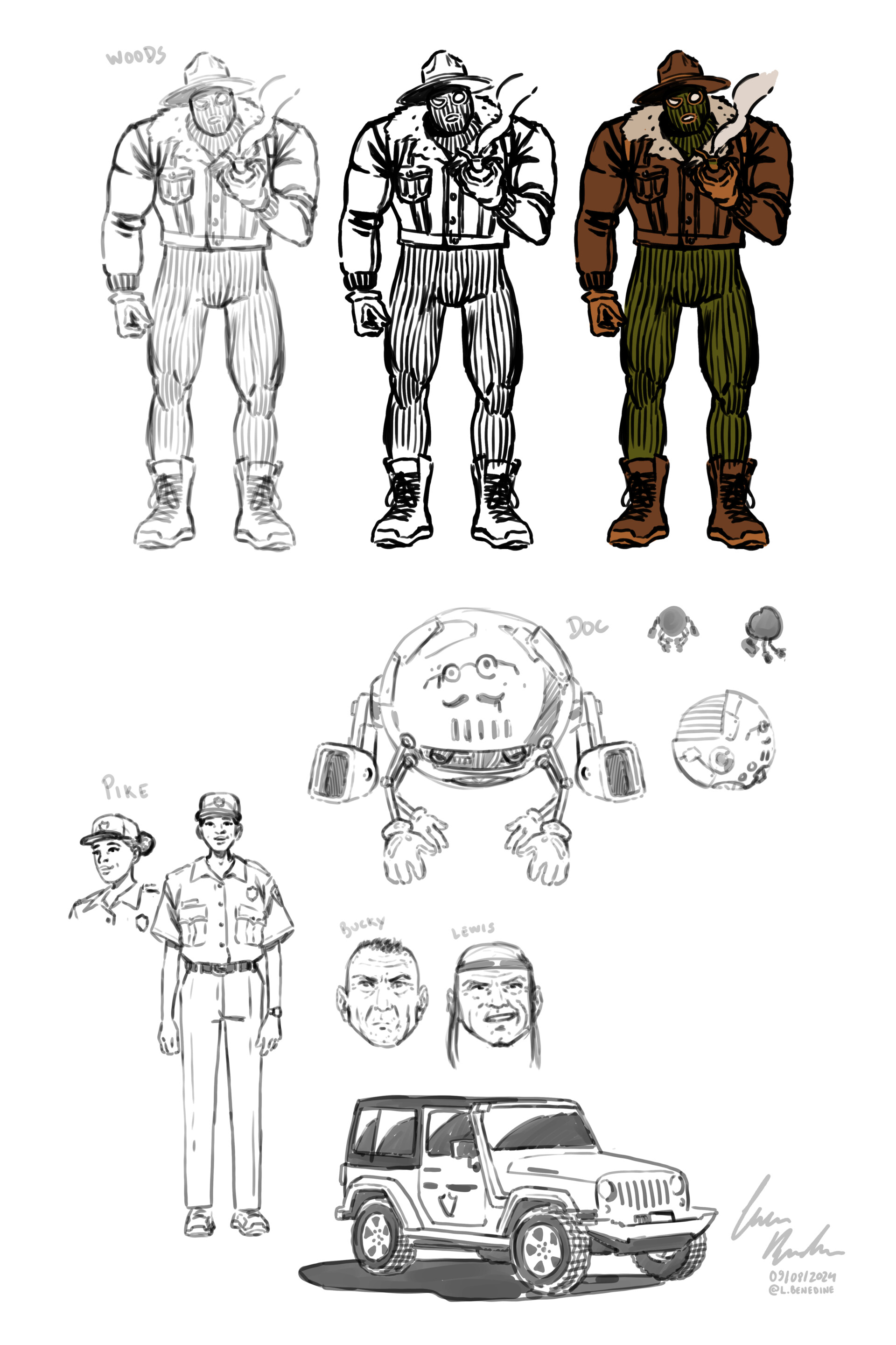 ArtStation - Character Sketches | I Am The Woods | Woods, Pike, Doc ...