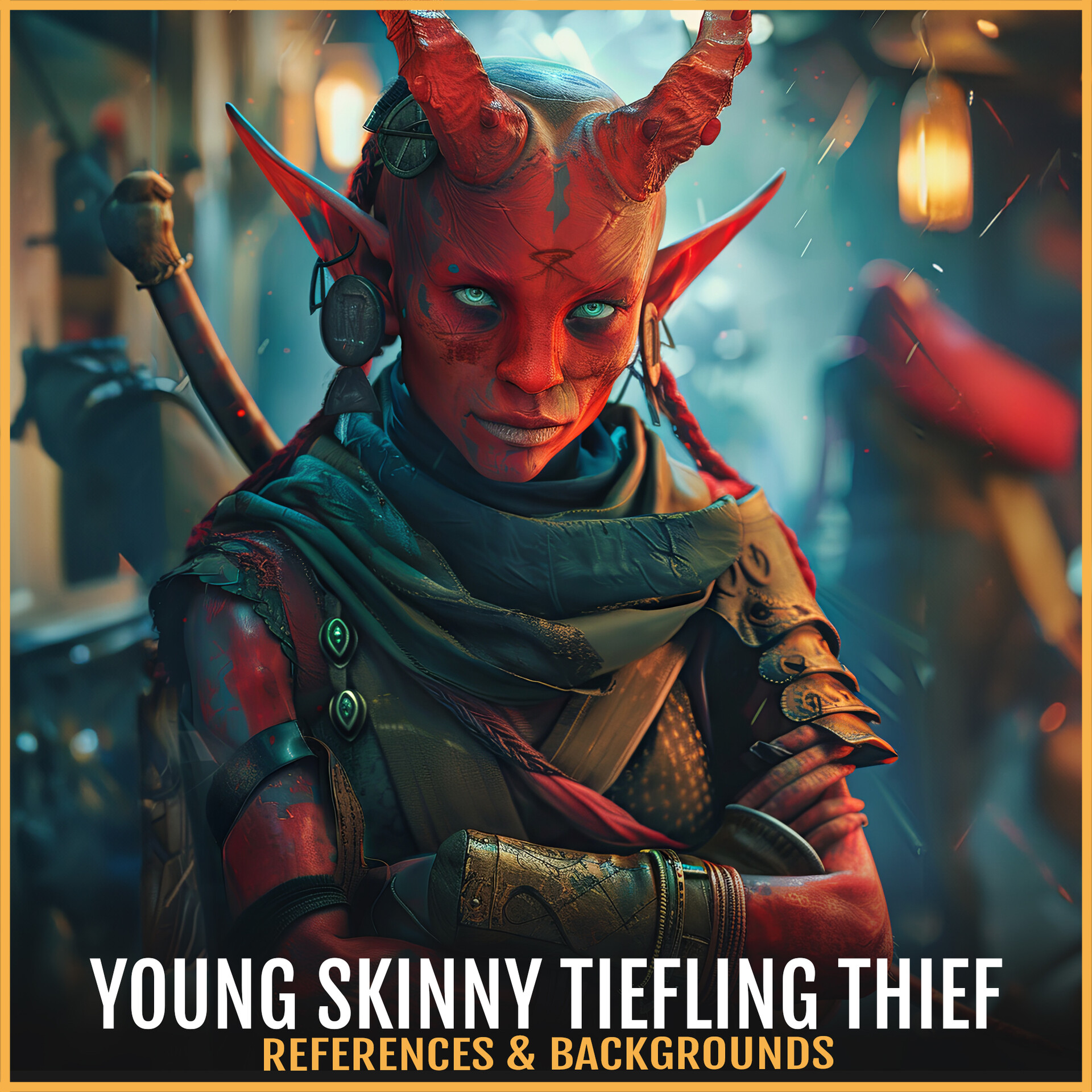 ArtStation - 303 Young Skinny Tiefling Thief: Red Skin & Demon Horns