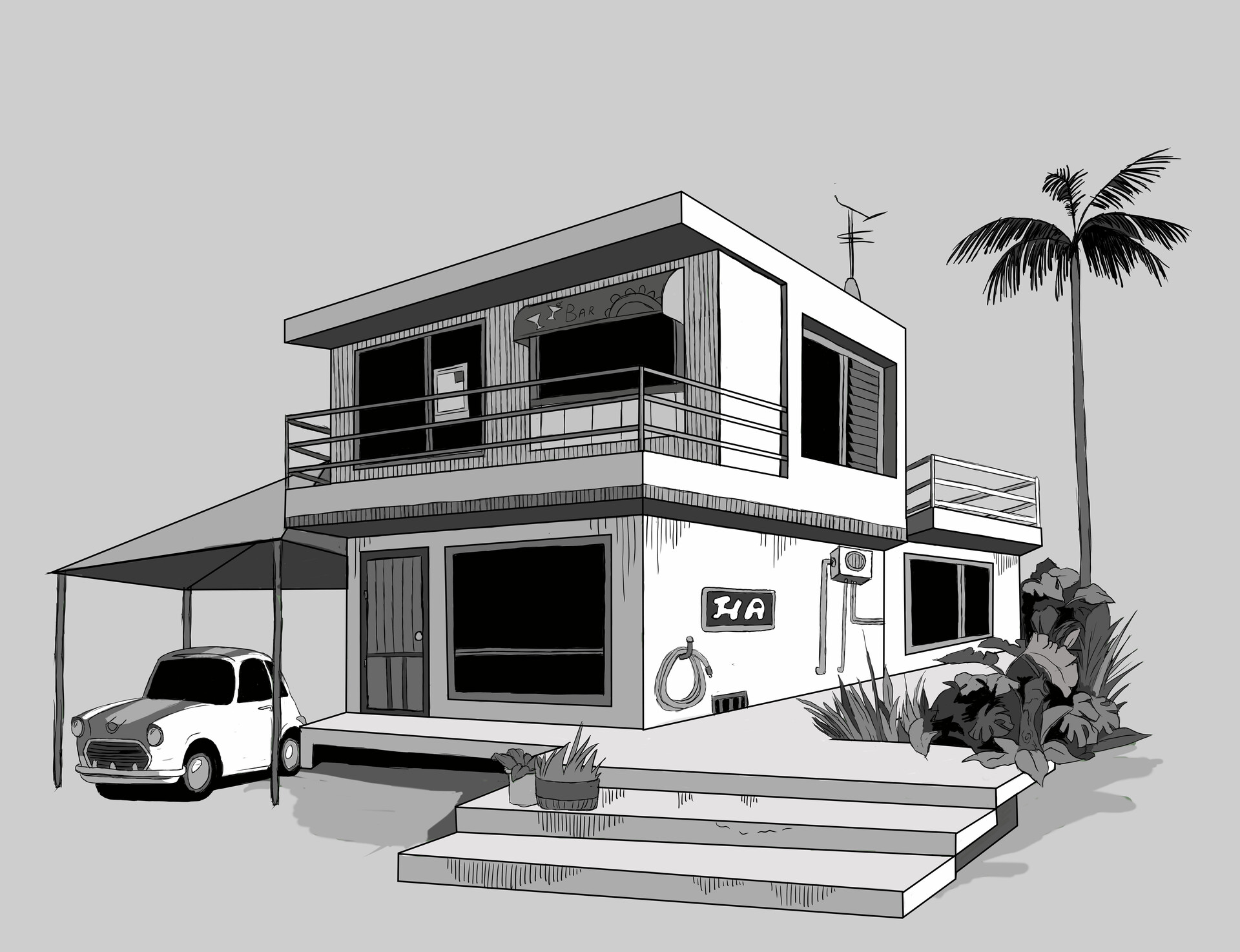 Haunted Artist - Beach house sketch