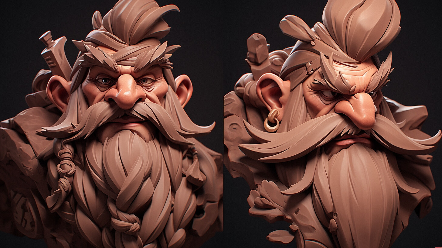 3D Head Sculpt References in 4K - Tika Art - +300 Stylized Dwarf Male ...
