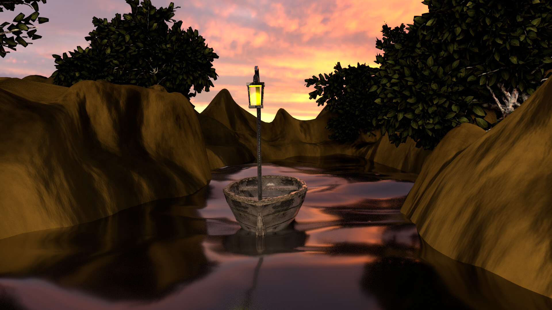 Lamha - 3D Sunset Boat Animation