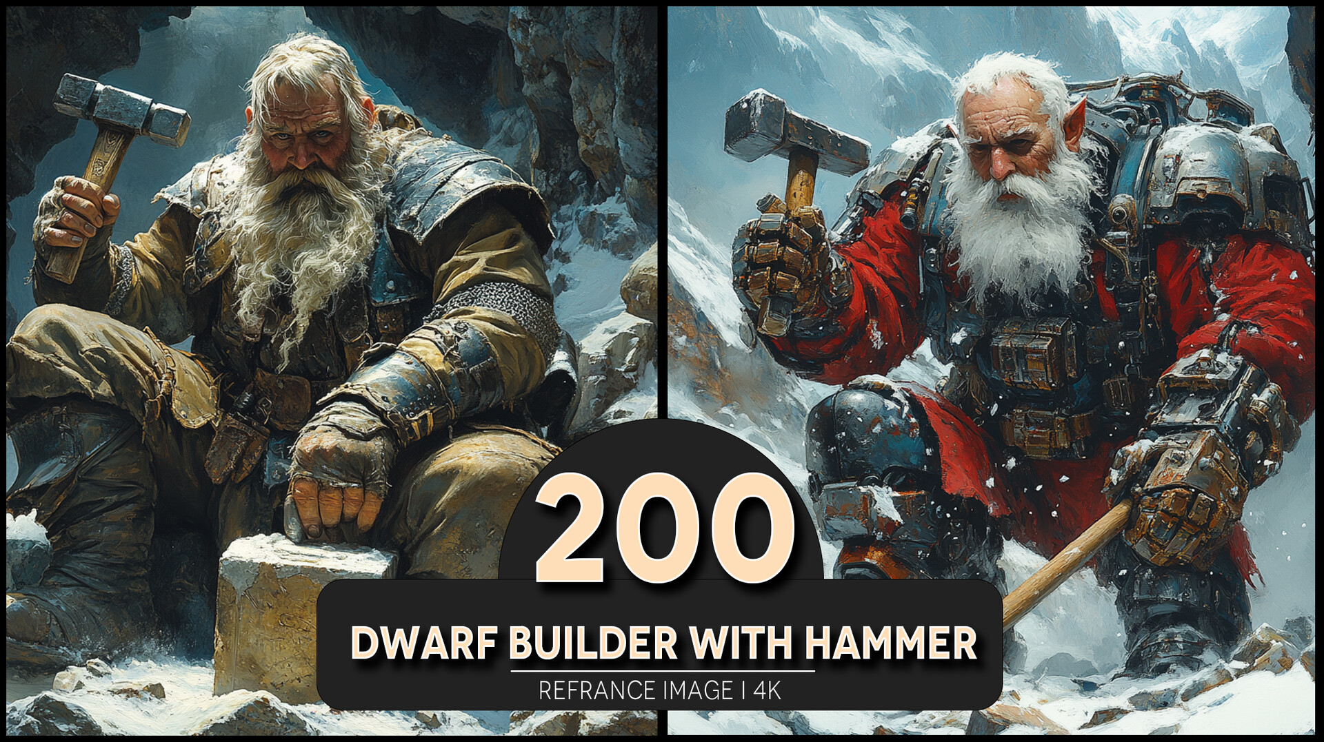 Pixel Ref - Dwarf Builder with Hammer 4K Reference/Concept Images