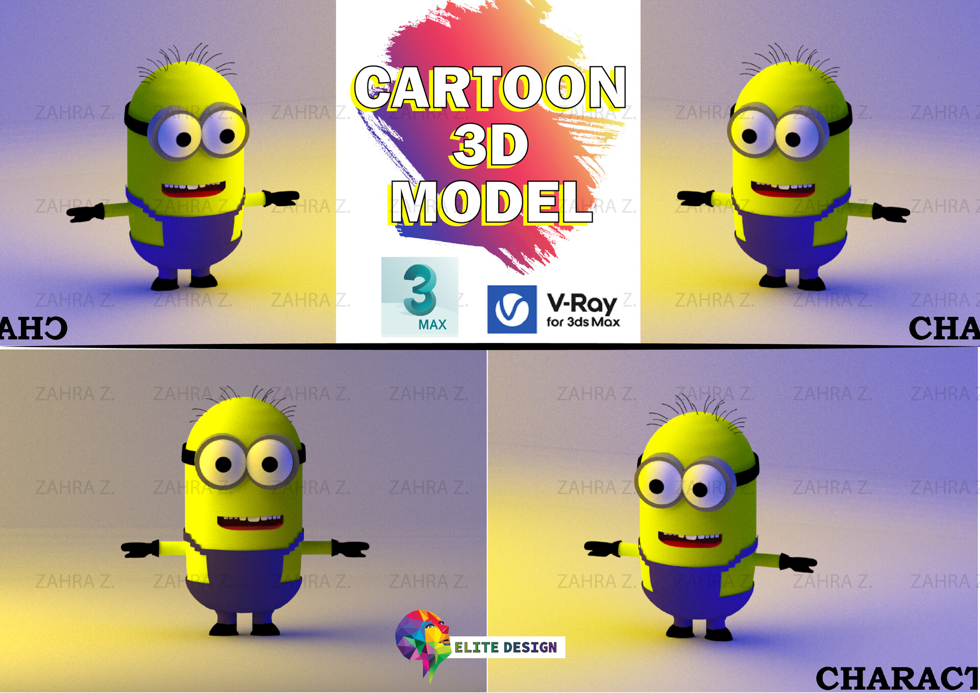 zahra Z. - Cartoon Model in 3D Max 🎨"