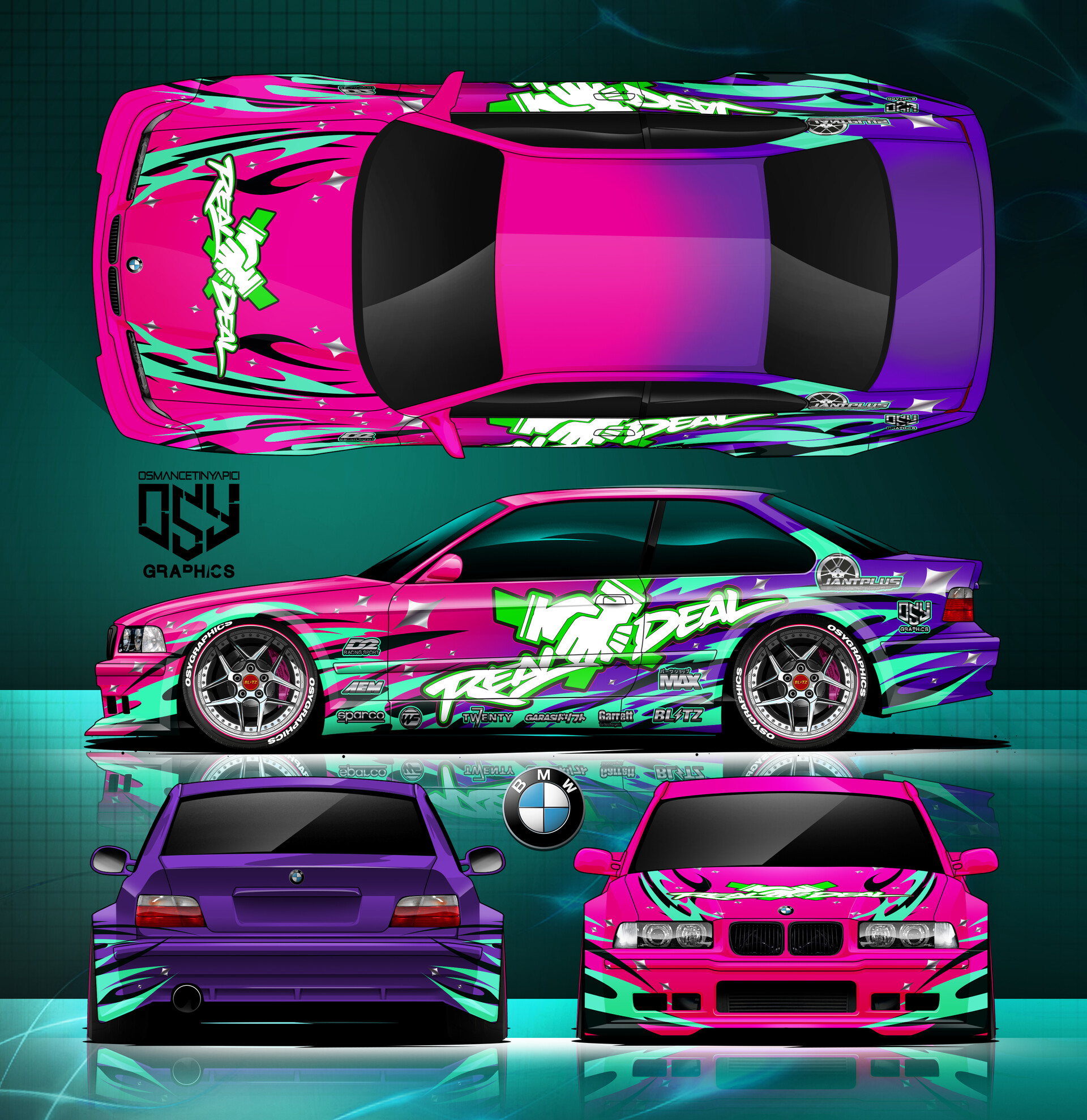 ArtStation - BMW E36 325 Drift Car JDM Style Livery Design osygraphics
